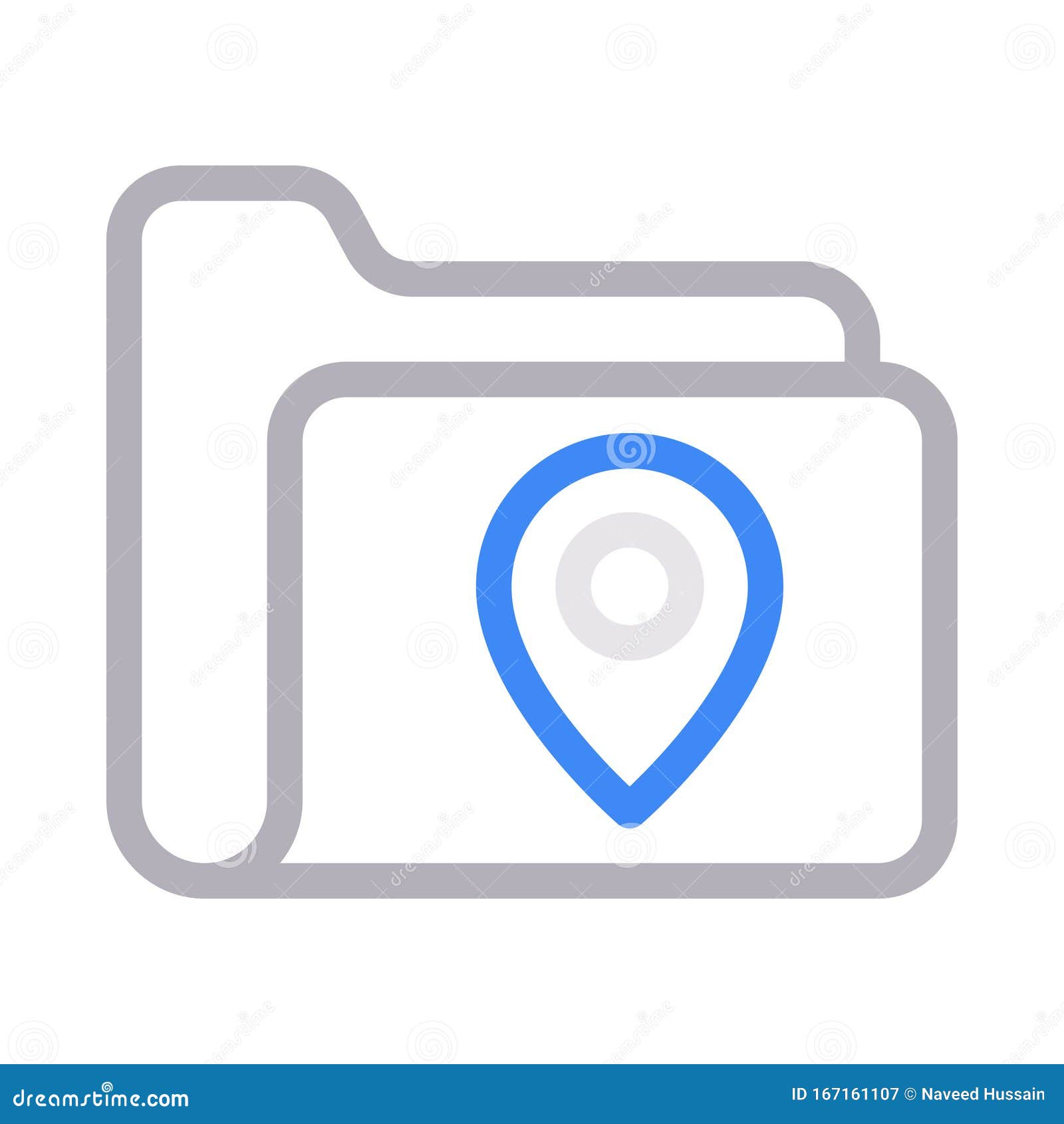 Folder Location Vector Color Line Icon Stock Vector - Illustration of ...