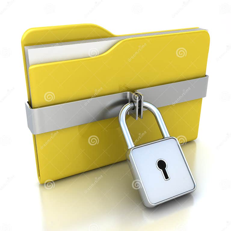 Folder and lock stock illustration. Illustration of metal - 25306299