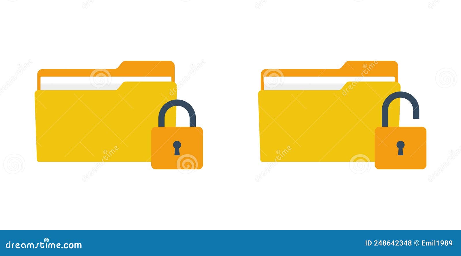 Folder Lock Icon Flat Style Stock Illustration - Illustration of ...
