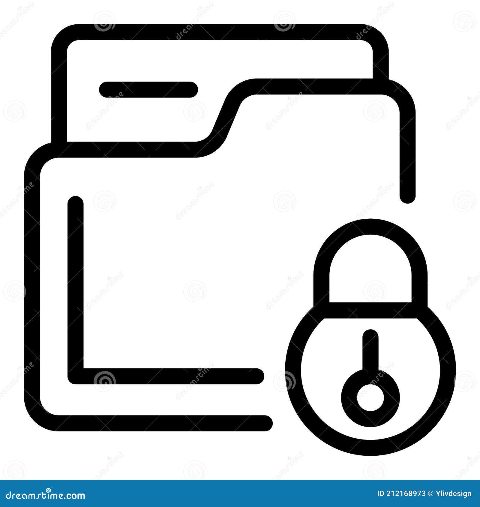 Folder Lock Icon, Outline Style Stock Vector - Illustration of document ...