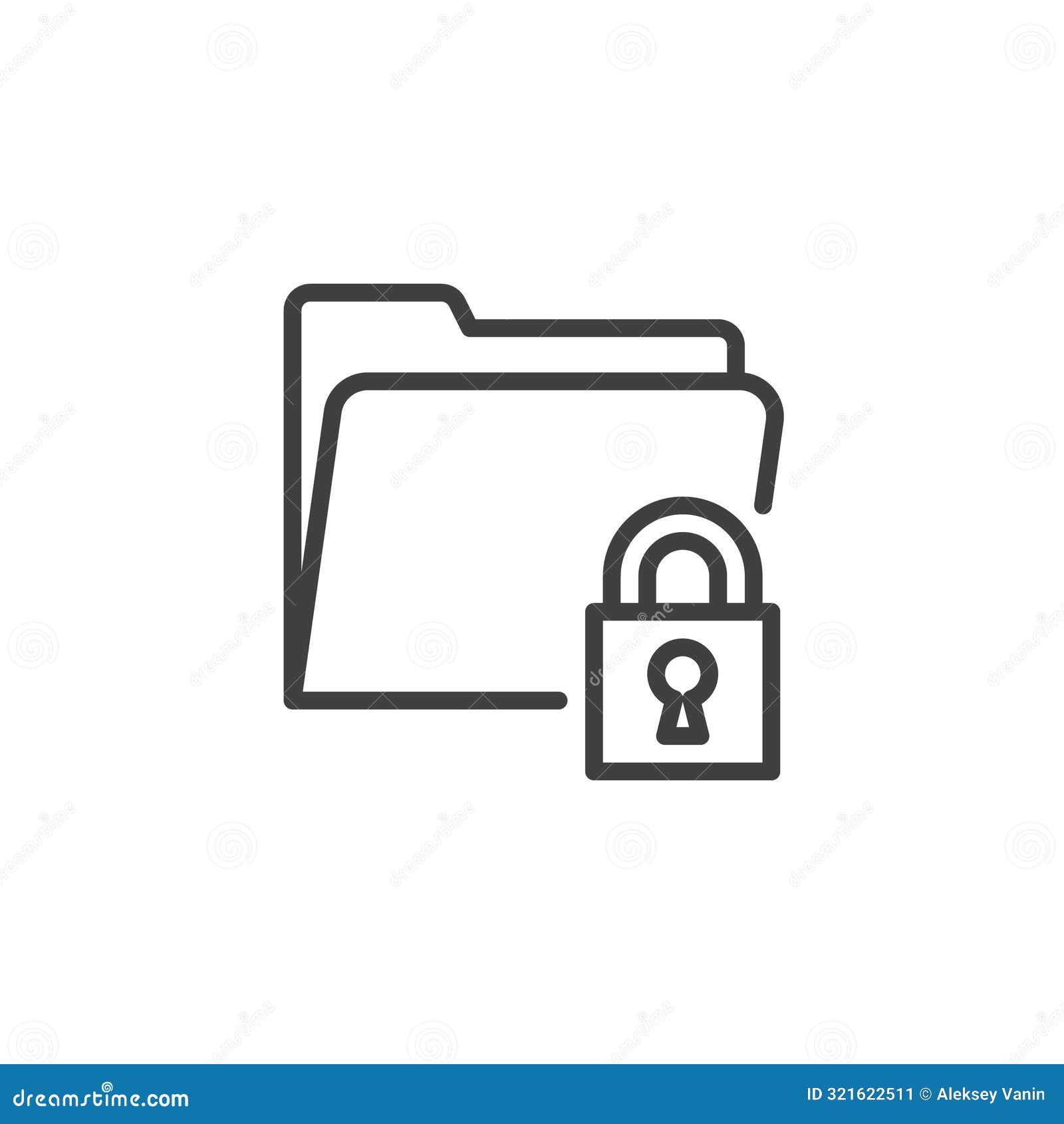 Folder with Lock line icon stock vector. Illustration of perfect ...