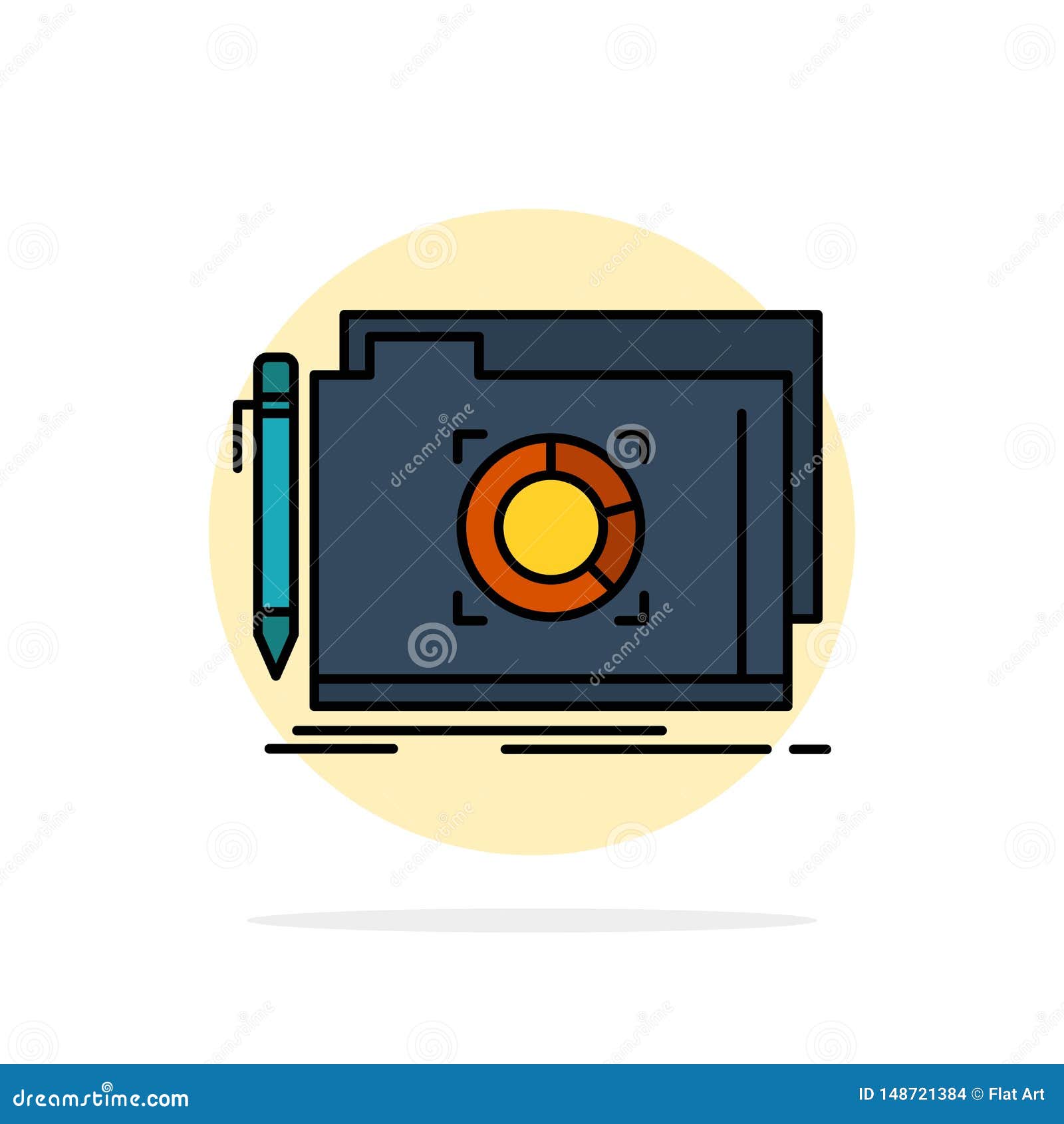 Folder, Lock, Target, File Abstract Circle Background Flat Color Icon ...