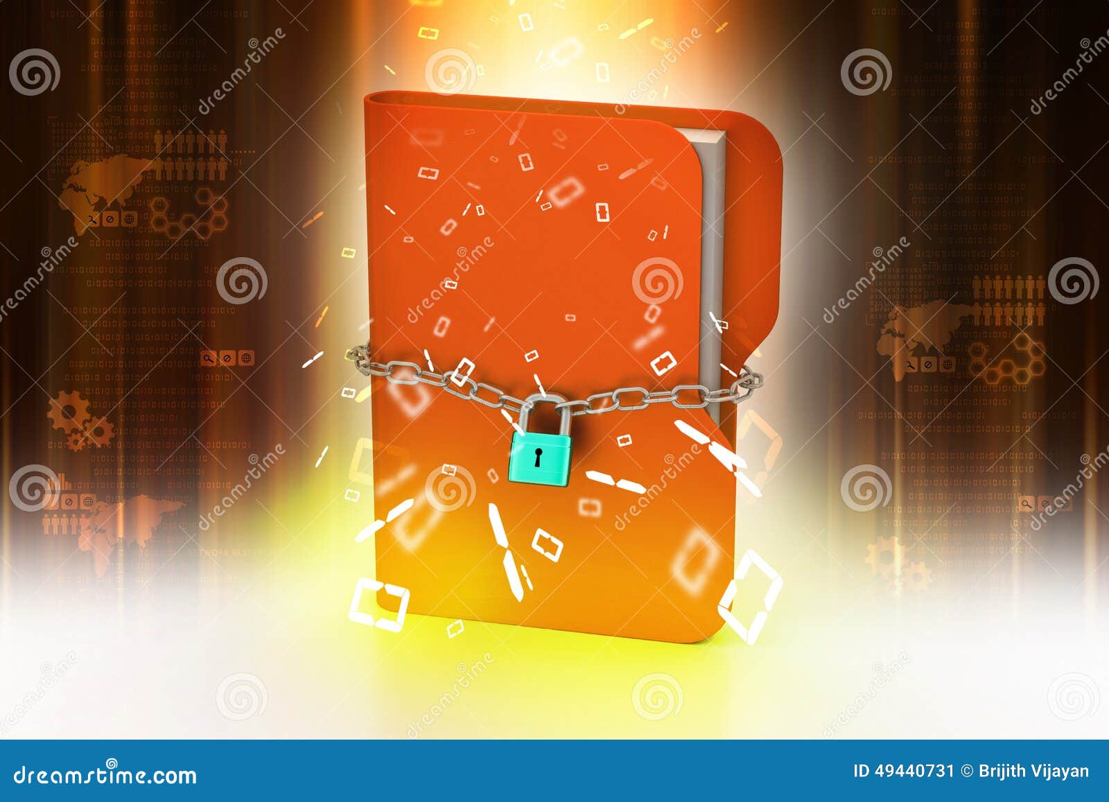 Folder locked by chains stock illustration. Illustration of close ...