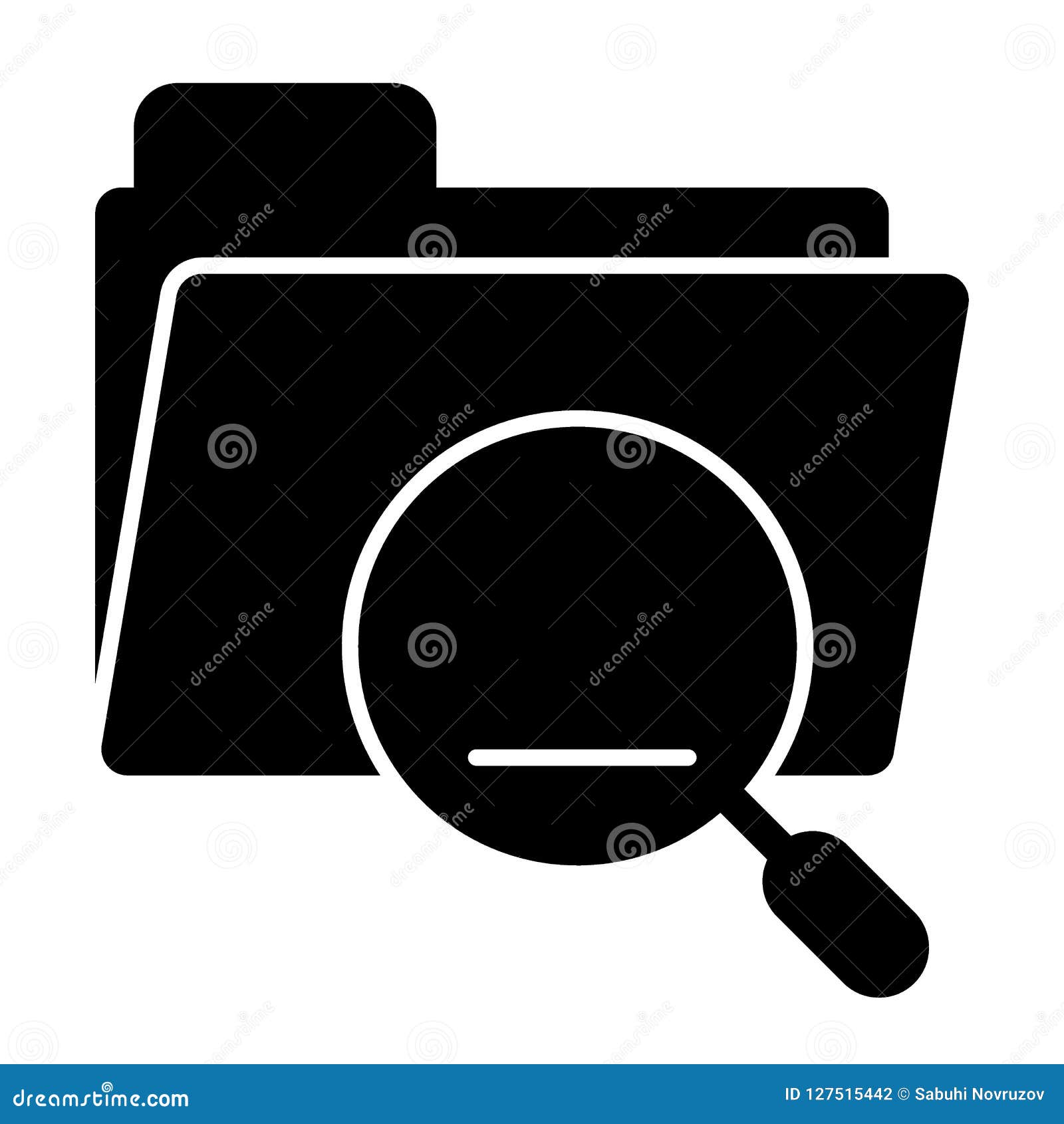 Folder with Magnifier Solid Icon. Search in Folder Vector Illustration ...