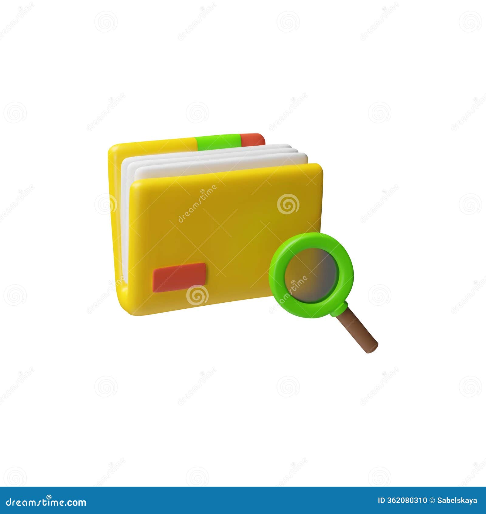 Folder with Magnifying Glass 3D Cartoon Vector Icon, Documents File ...