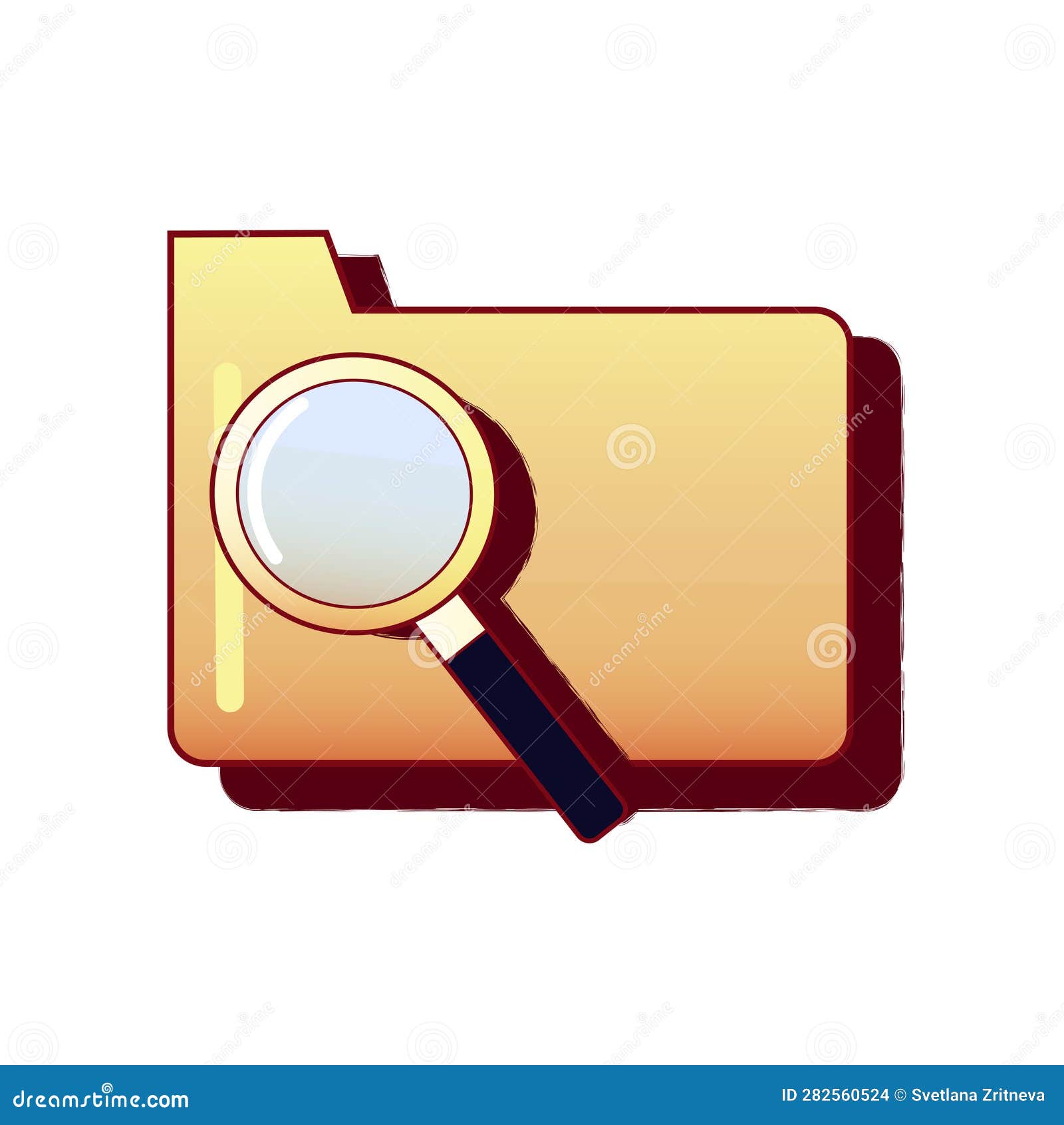 Folder with Magnifying Glass Icon. Retro PC User Interface Aestetic ...