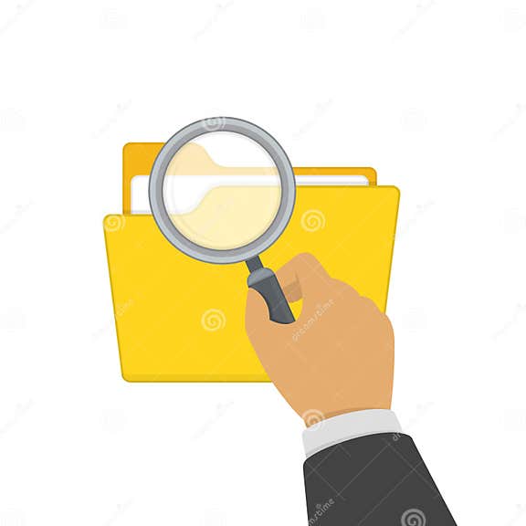 Folder with Magnifying Glass Stock Illustration - Illustration of ...