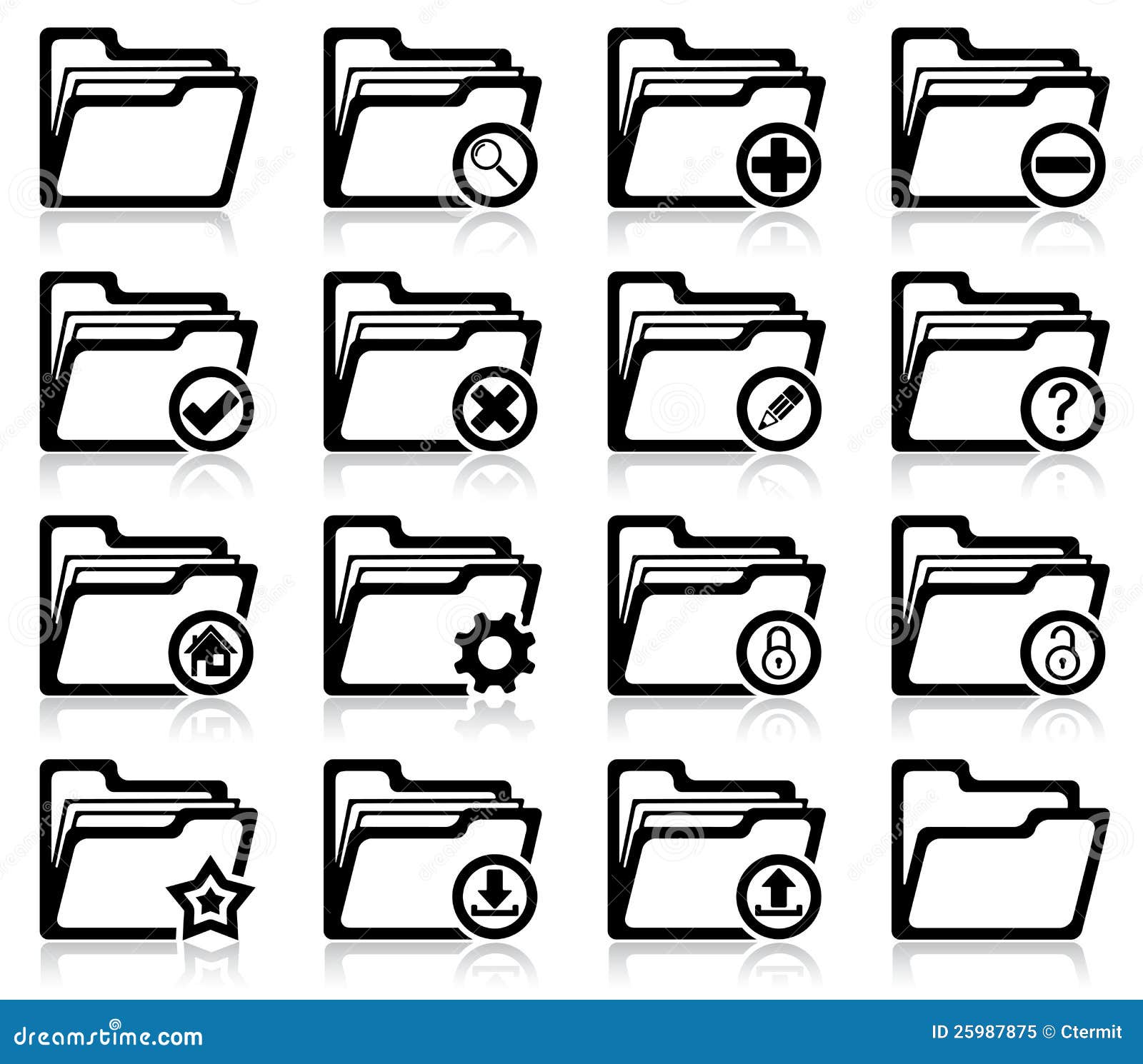 Folder Management and Administration Icons Stock Vector - Illustration ...