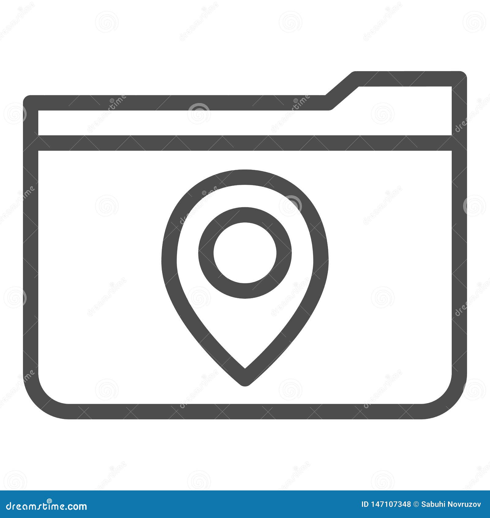 Folder with a Map Mark Line Icon. Folder Location Vector Illustration ...