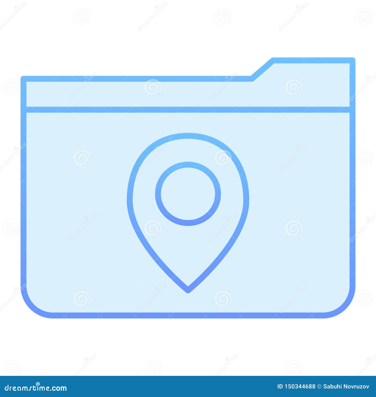 Folder with Map Pin Flat Icon. Folder Location Blue Icons in Trendy ...