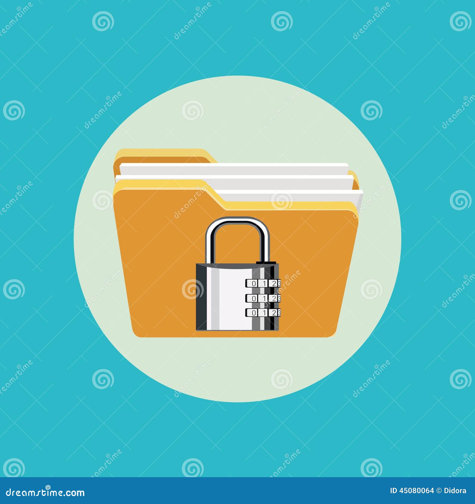 Folder with Metal Lock Flat Design Vector Stock Vector - Illustration ...