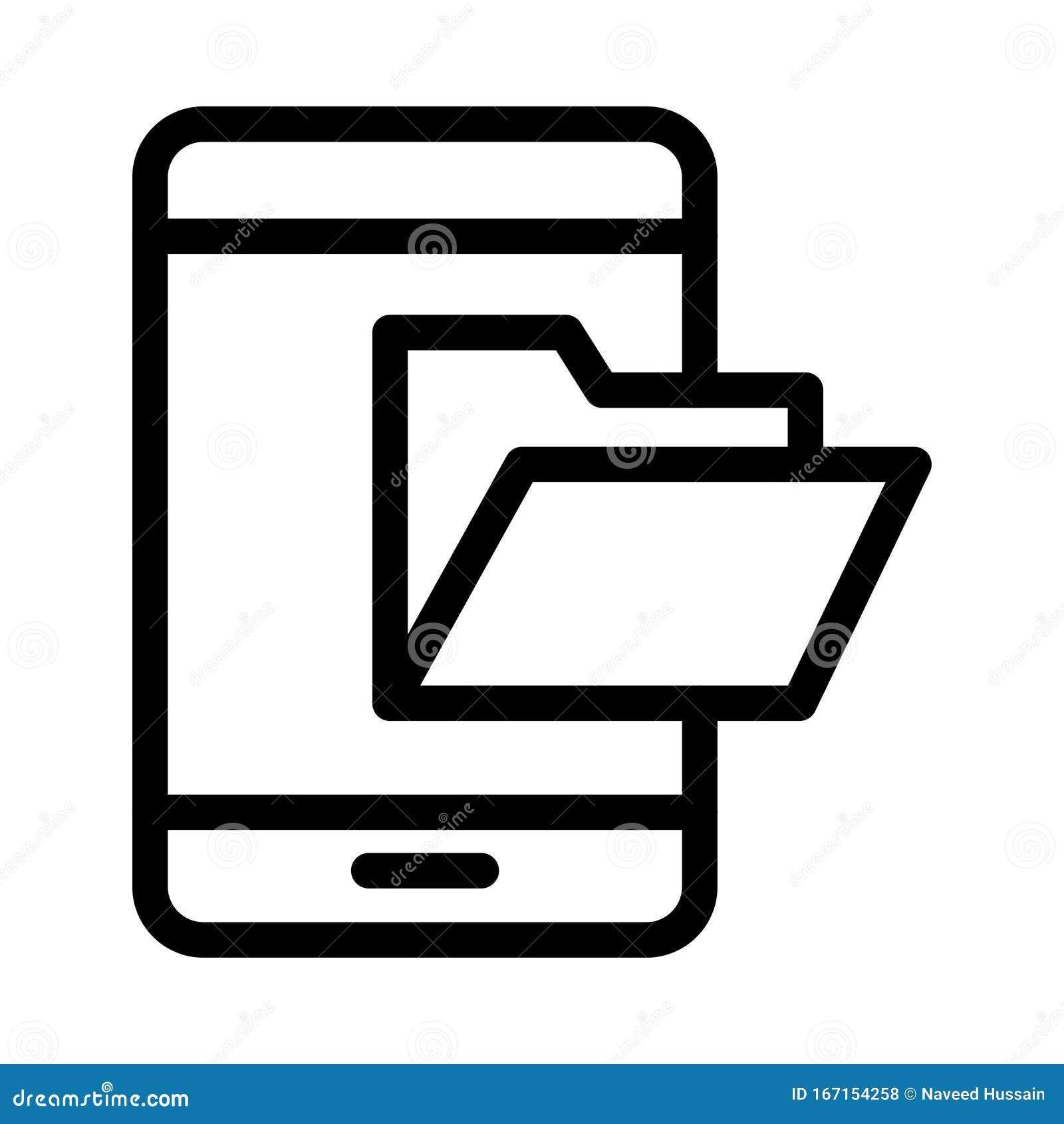 Folder Mobile Vector Thin Line Icon Stock Illustration - Illustration ...