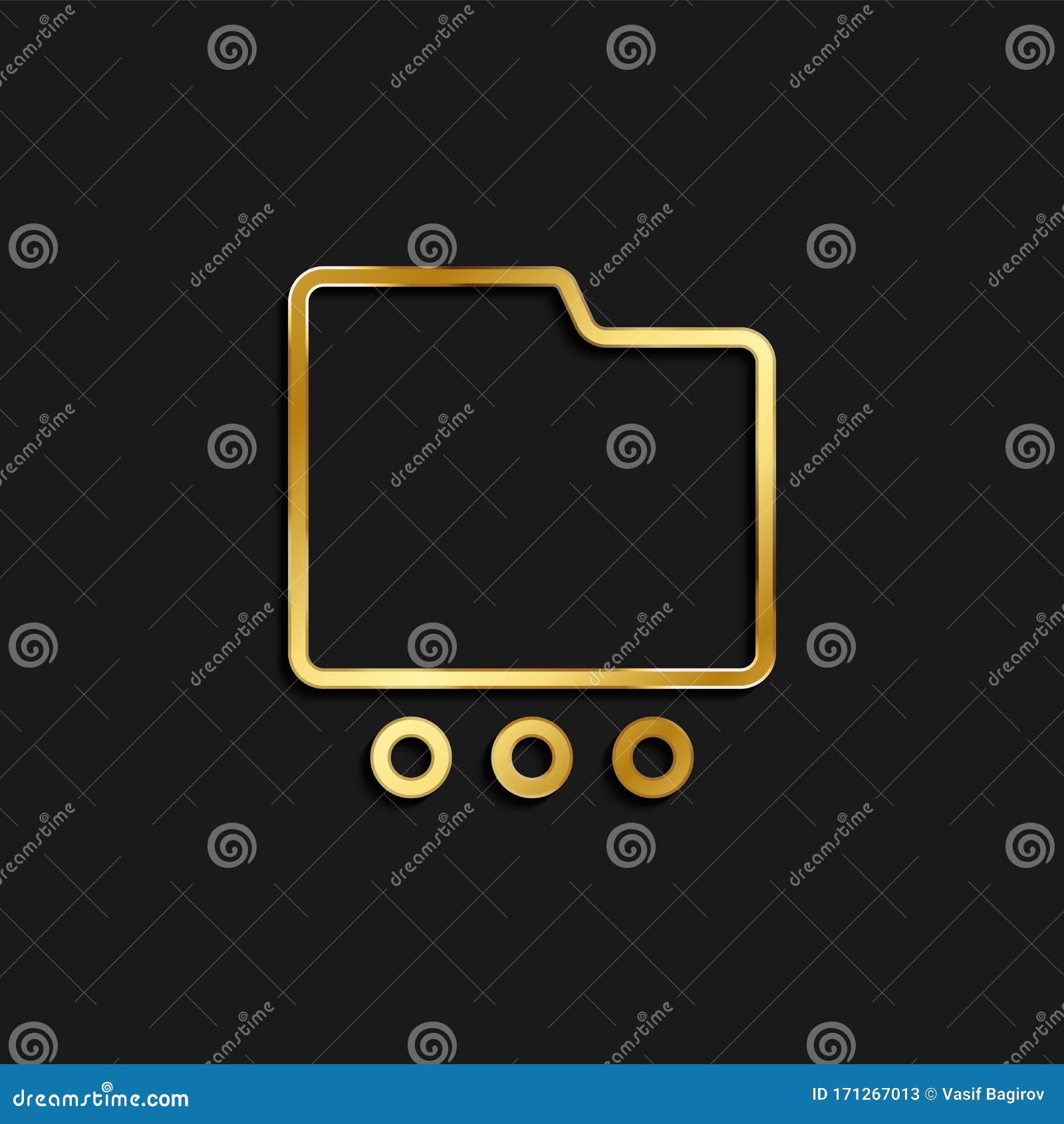 Folder, More, Options Gold Icon. Vector Illustration of Golden Stock ...