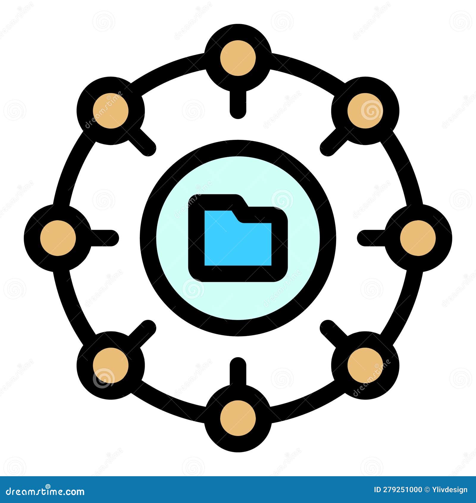 Folder Network Icon Vector Flat Stock Illustration - Illustration of ...