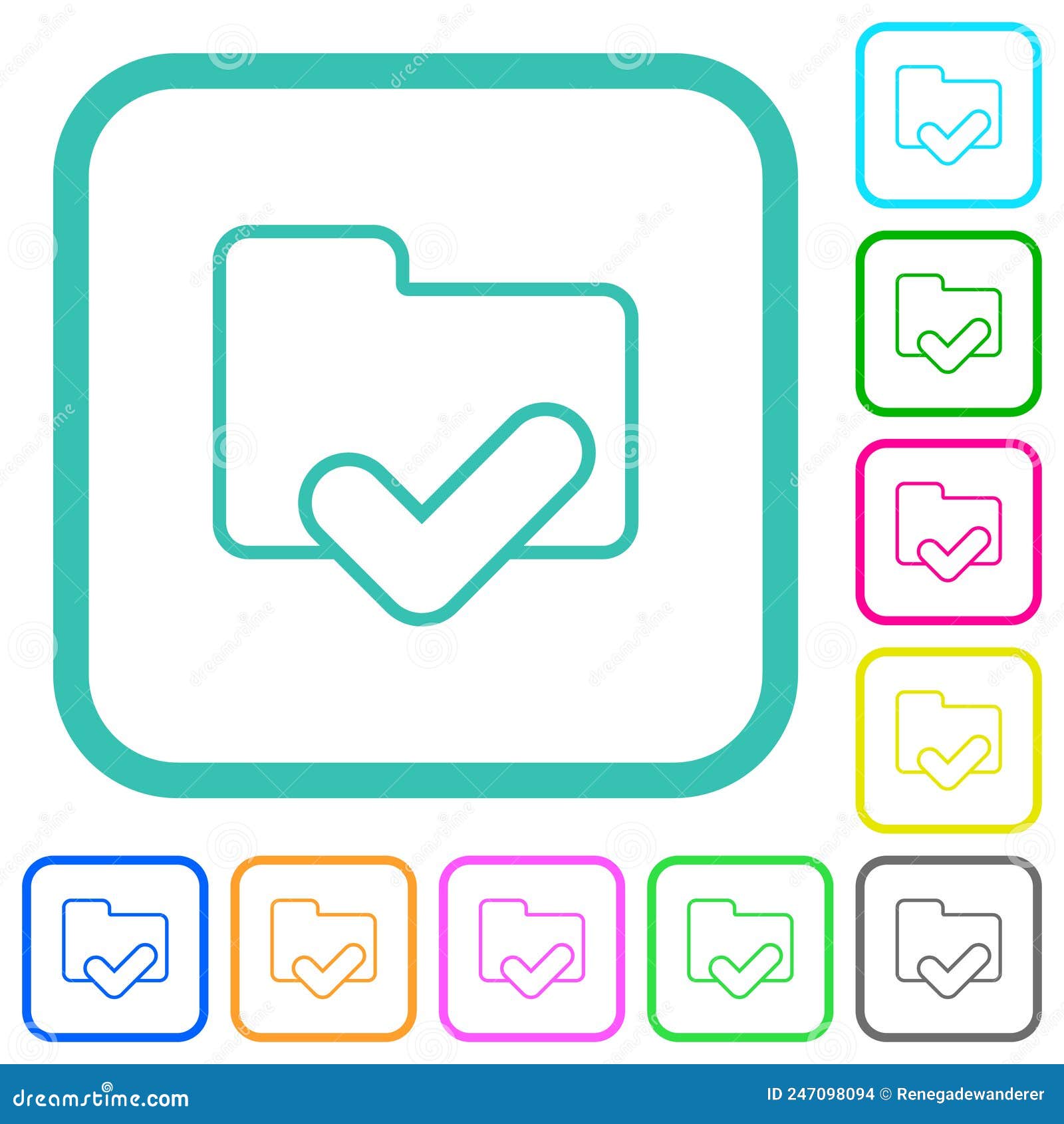 Folder Ok Outline Vivid Colored Flat Icons Stock Vector - Illustration ...