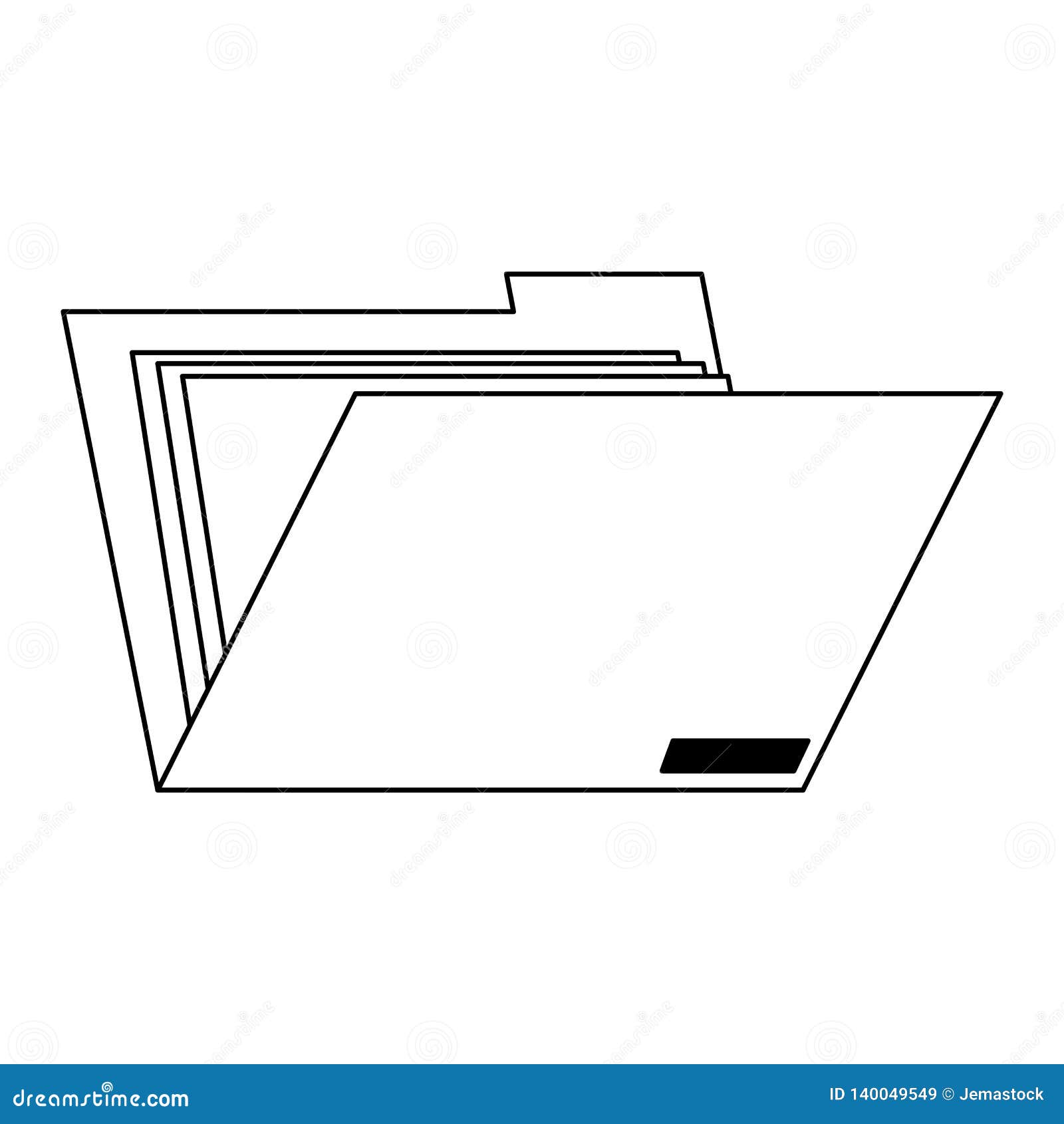 Folder Open File Symbol Black and White Stock Vector - Illustration of ...
