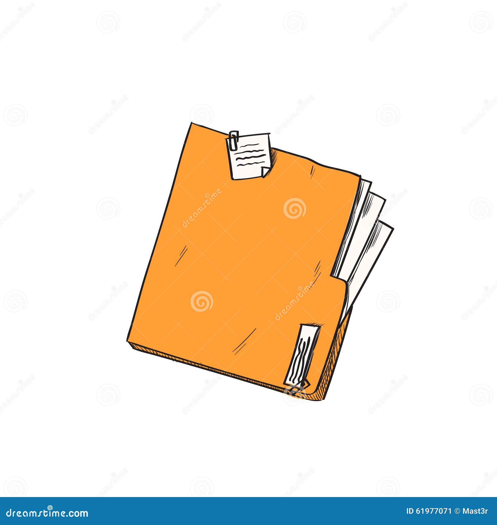 Folder Orange Paper Document File Sketch Retro Stock Vector ...