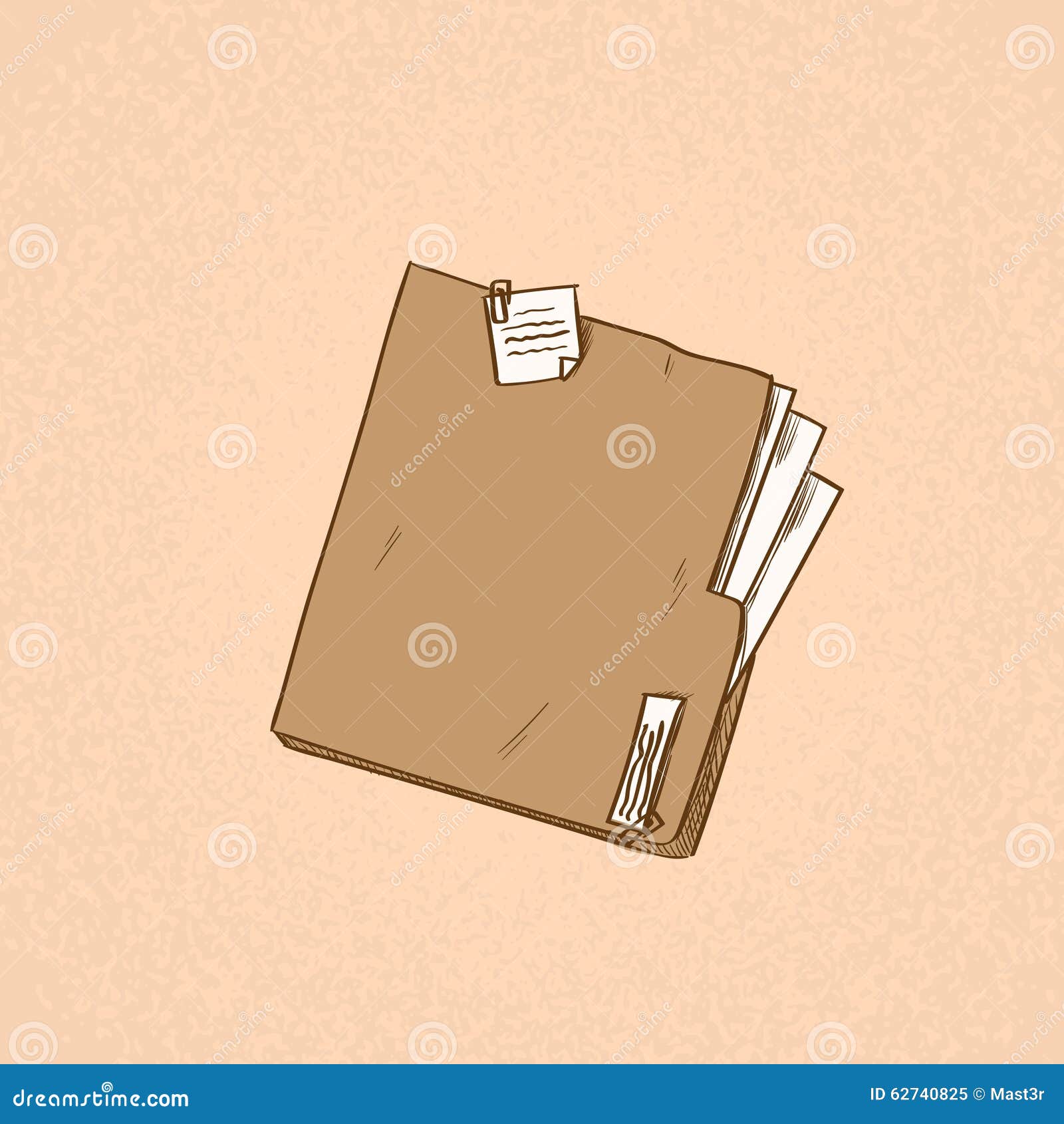 Folder Orange Paper Document File Sketch Retro Stock Vector ...