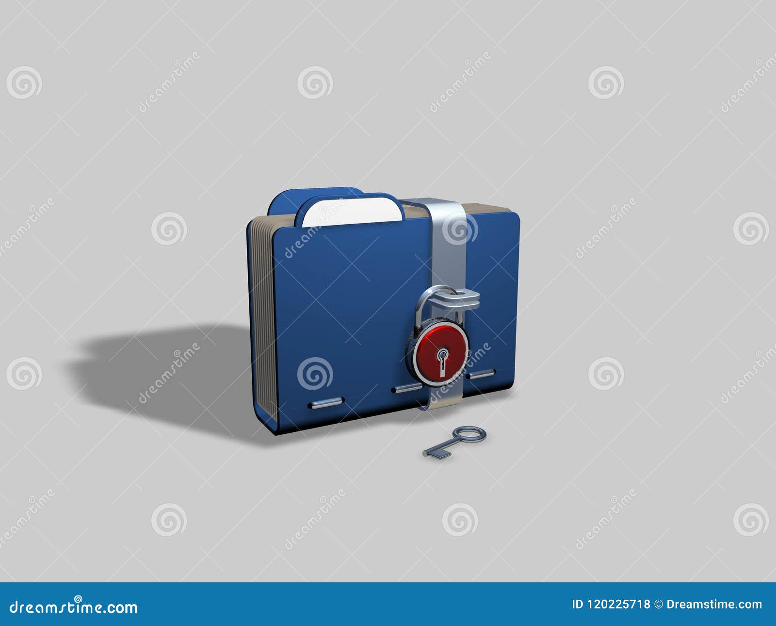 Open Metal Blu Folder with Padlock and Key Stock Illustration ...