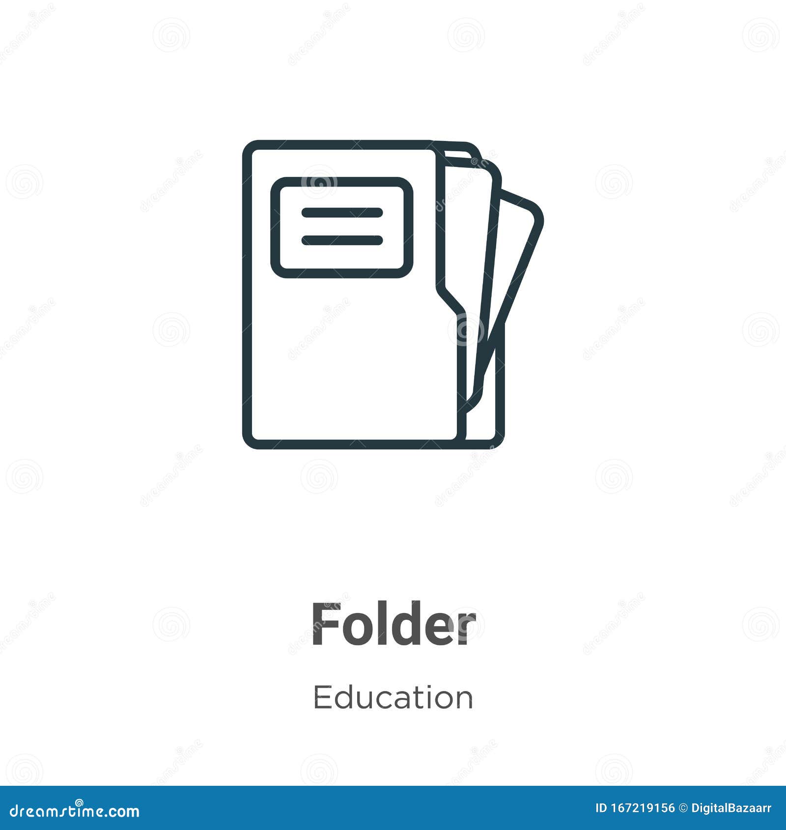 Folder Outline Vector Icon. Thin Line Black Folder Icon, Flat Vector ...