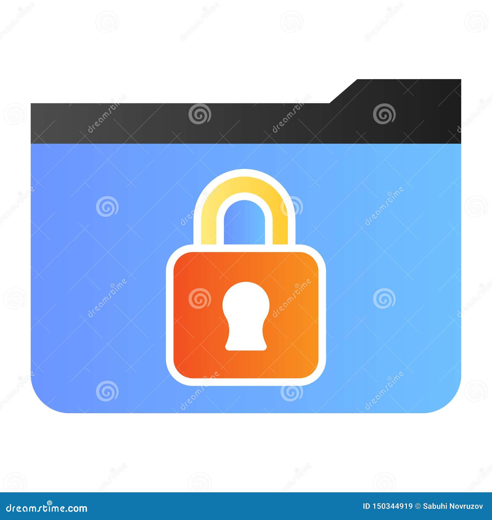Folder with Padlock Flat Icon. Locked Folder Color Icons in Trendy Flat ...