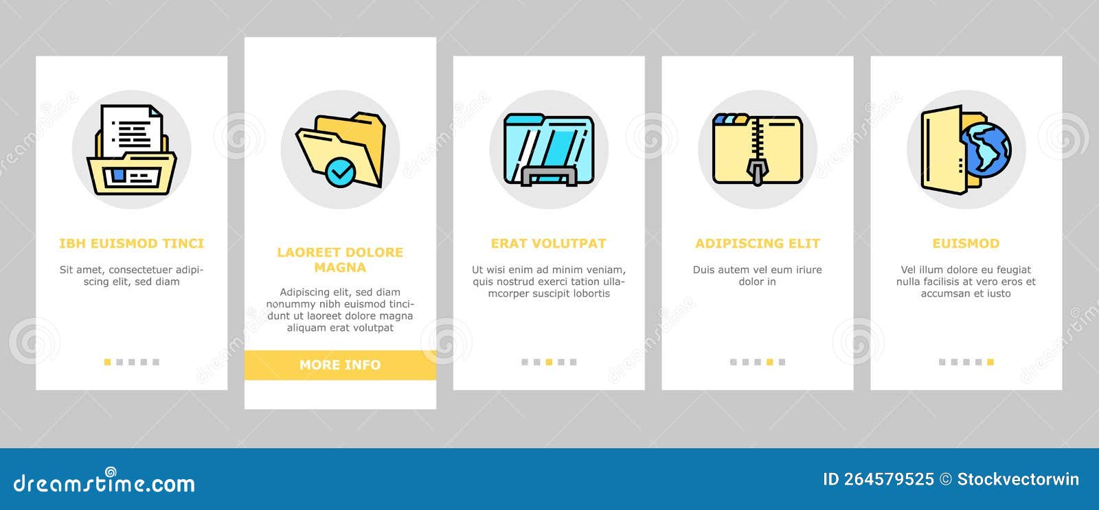 Folder Paper Business File Empty Onboarding Icons Set Vector Stock ...