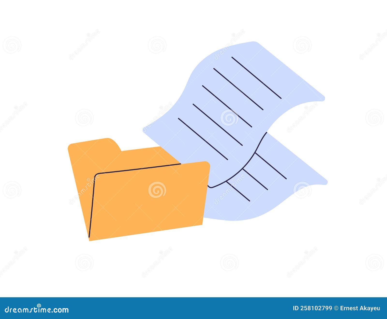 Folder with Paper Documents Icon. Yellow Office File with Business Docs ...