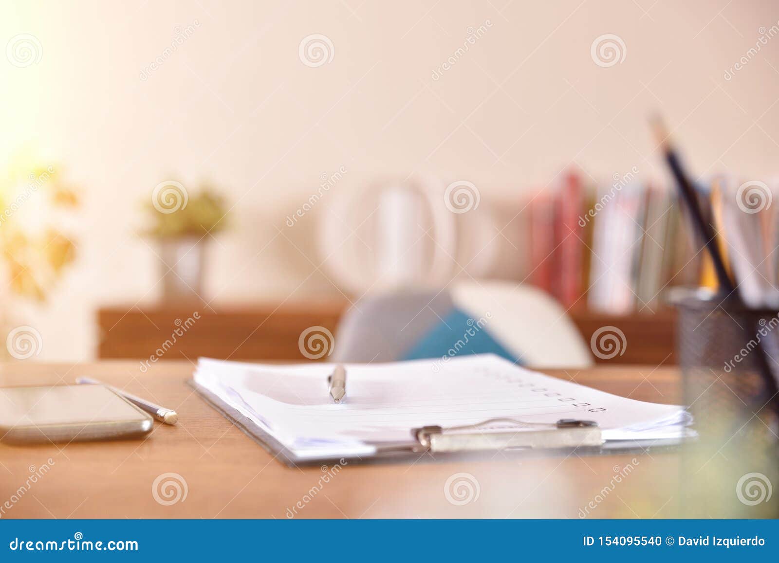 Folder with Paper Questionnaire on Desk Front View Stock Photo - Image ...
