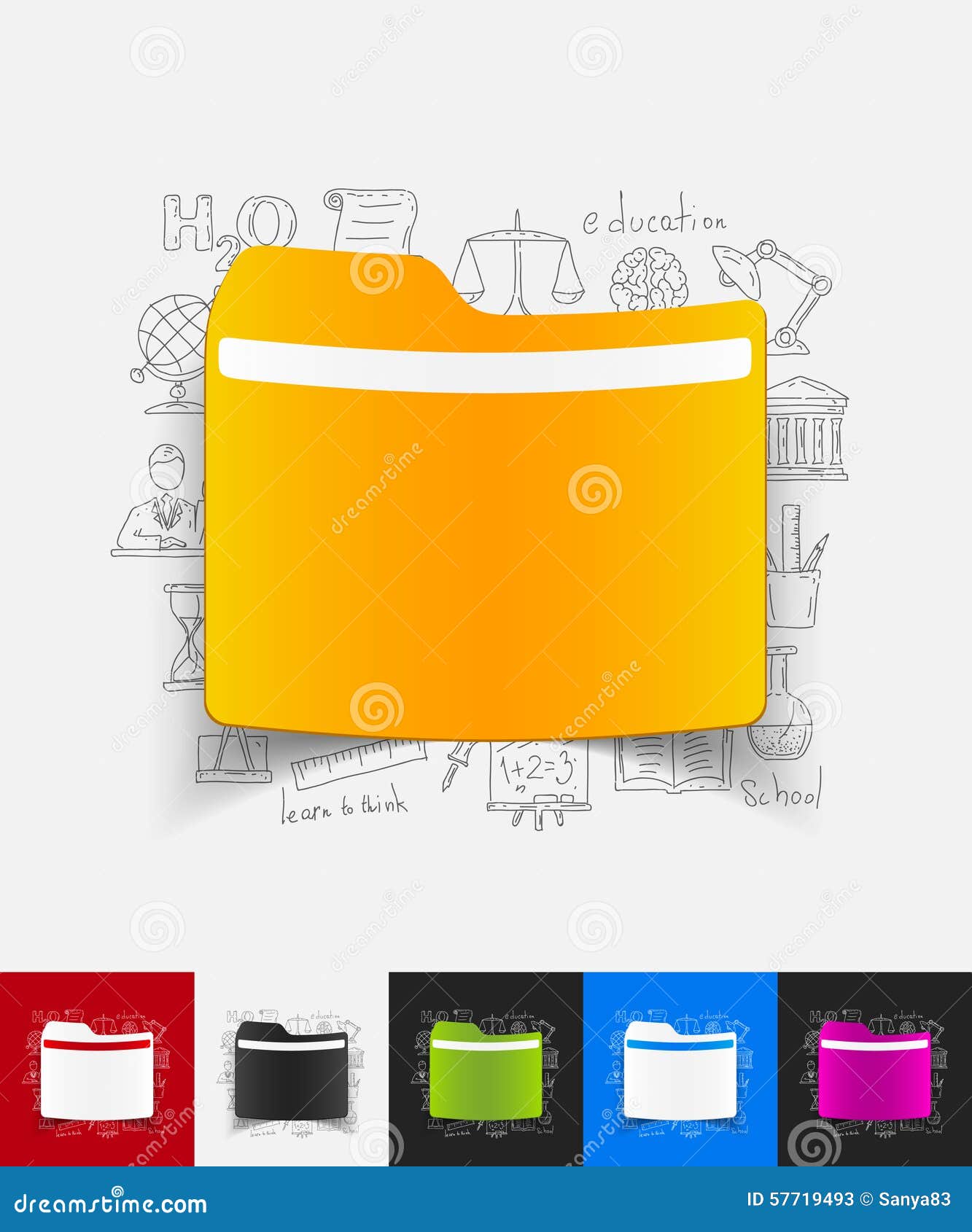 Folder Paper Sticker with Hand Drawn Elements Stock Vector ...