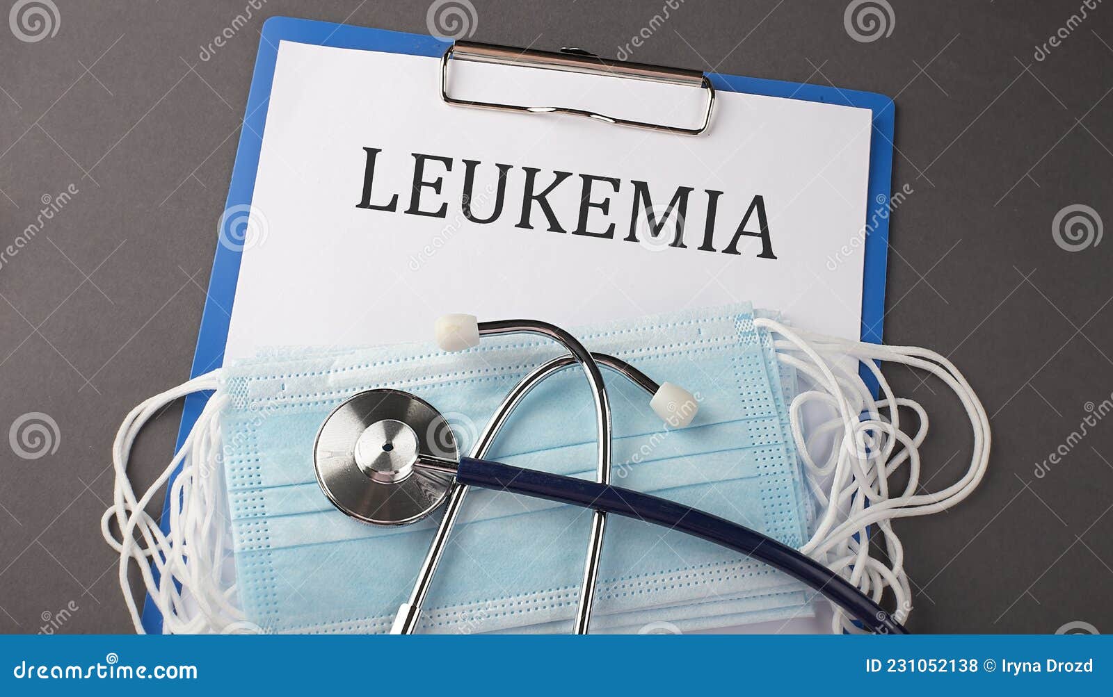 Folder with Paper Text LEUKEMIA , on a Table with a Stethoscope and ...