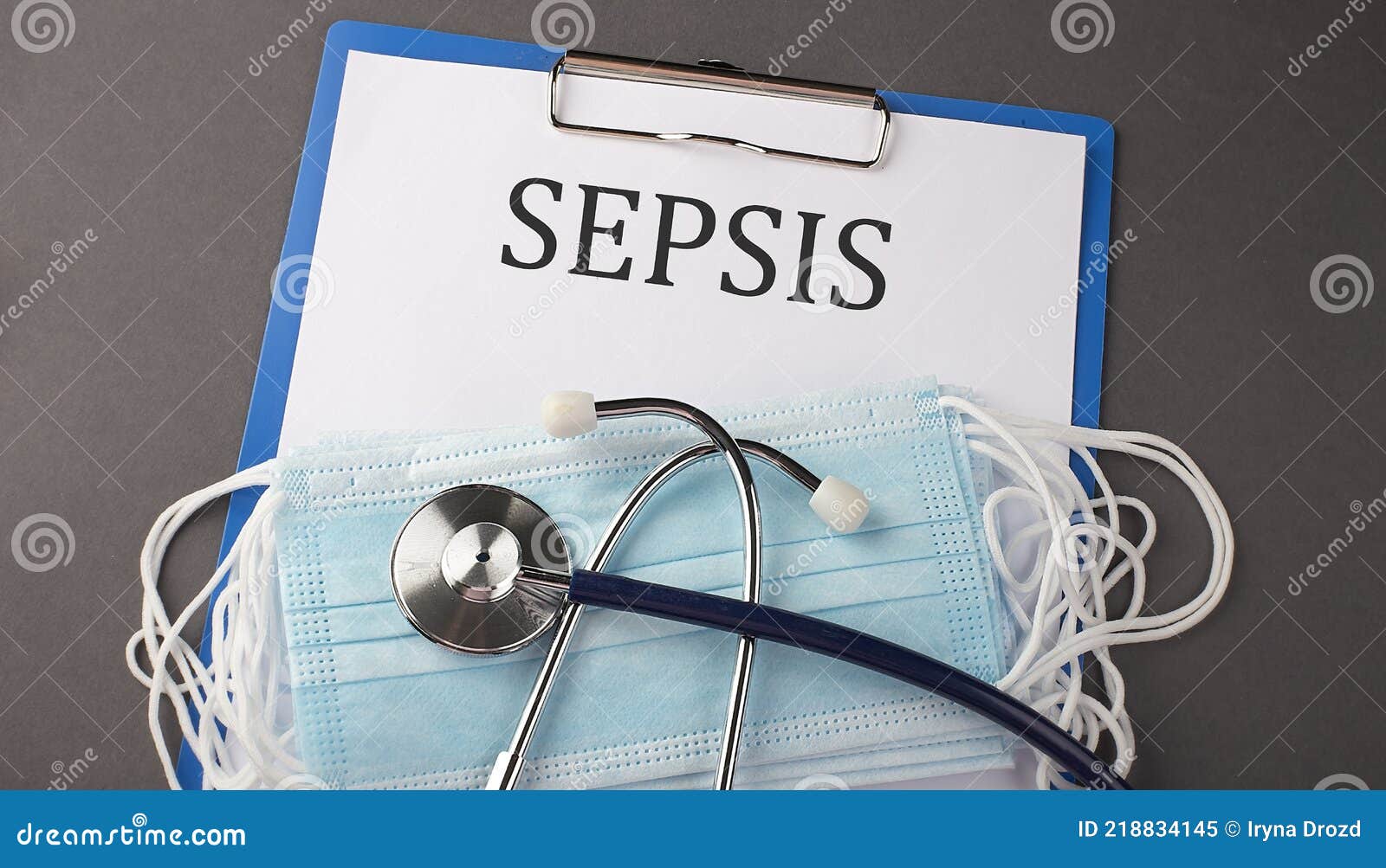 Folder with Paper Text SEPSIS , on a Table with a Stethoscope and ...
