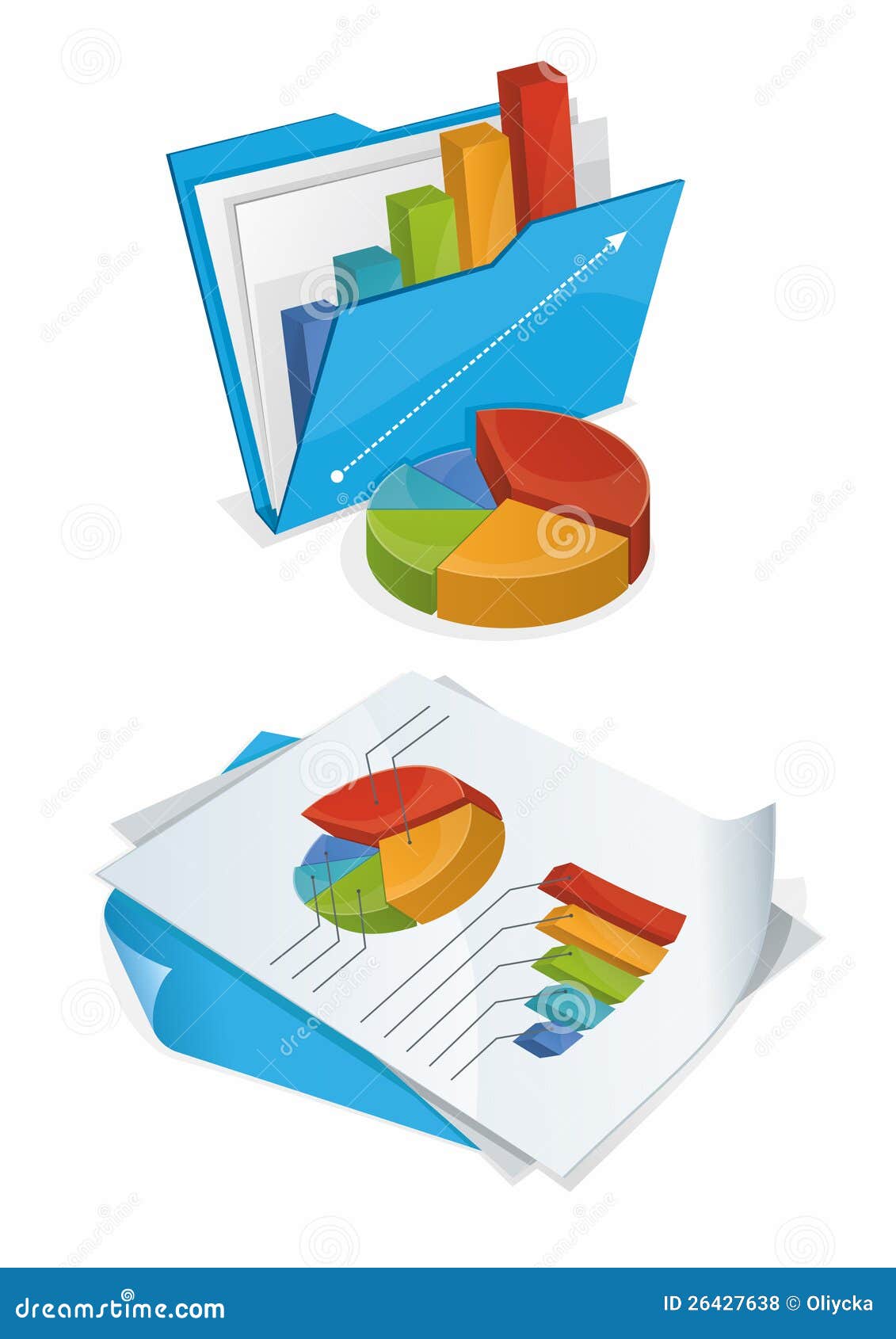 Folder and Papers with Charts Stock Vector - Illustration of earnings ...