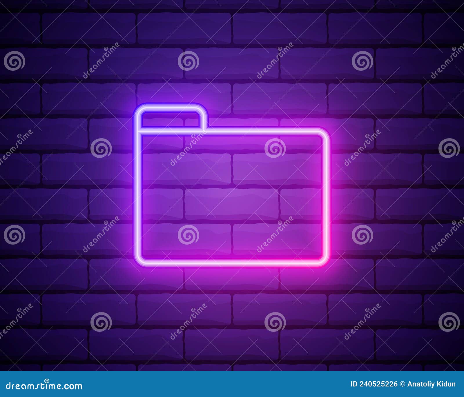 Folder with Papers Neon Sign. Folder with Documents Glowing Icon ...