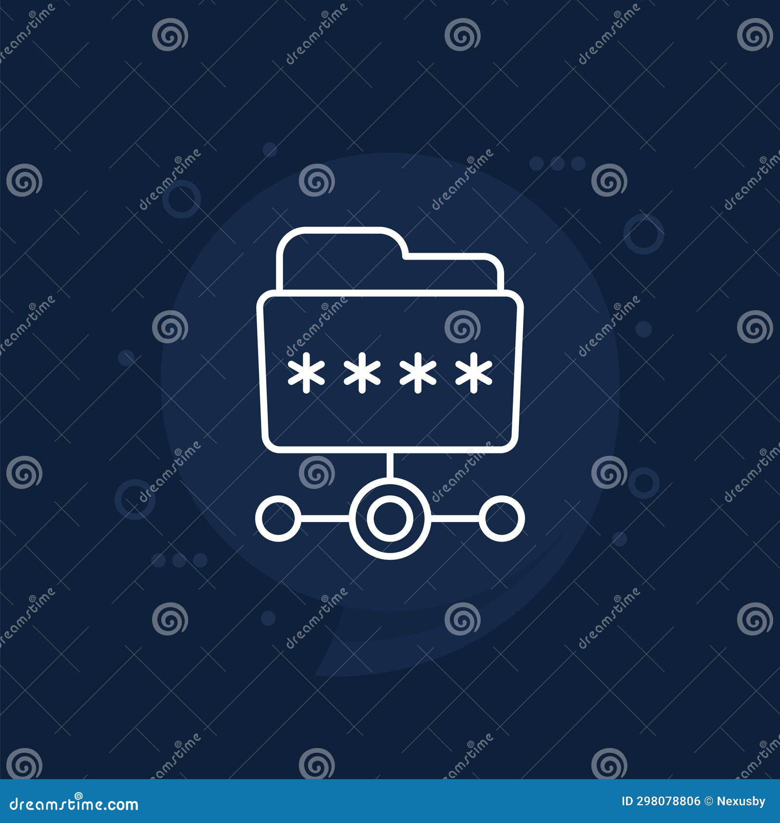Folder with Password Line Icon, Vector Stock Illustration ...