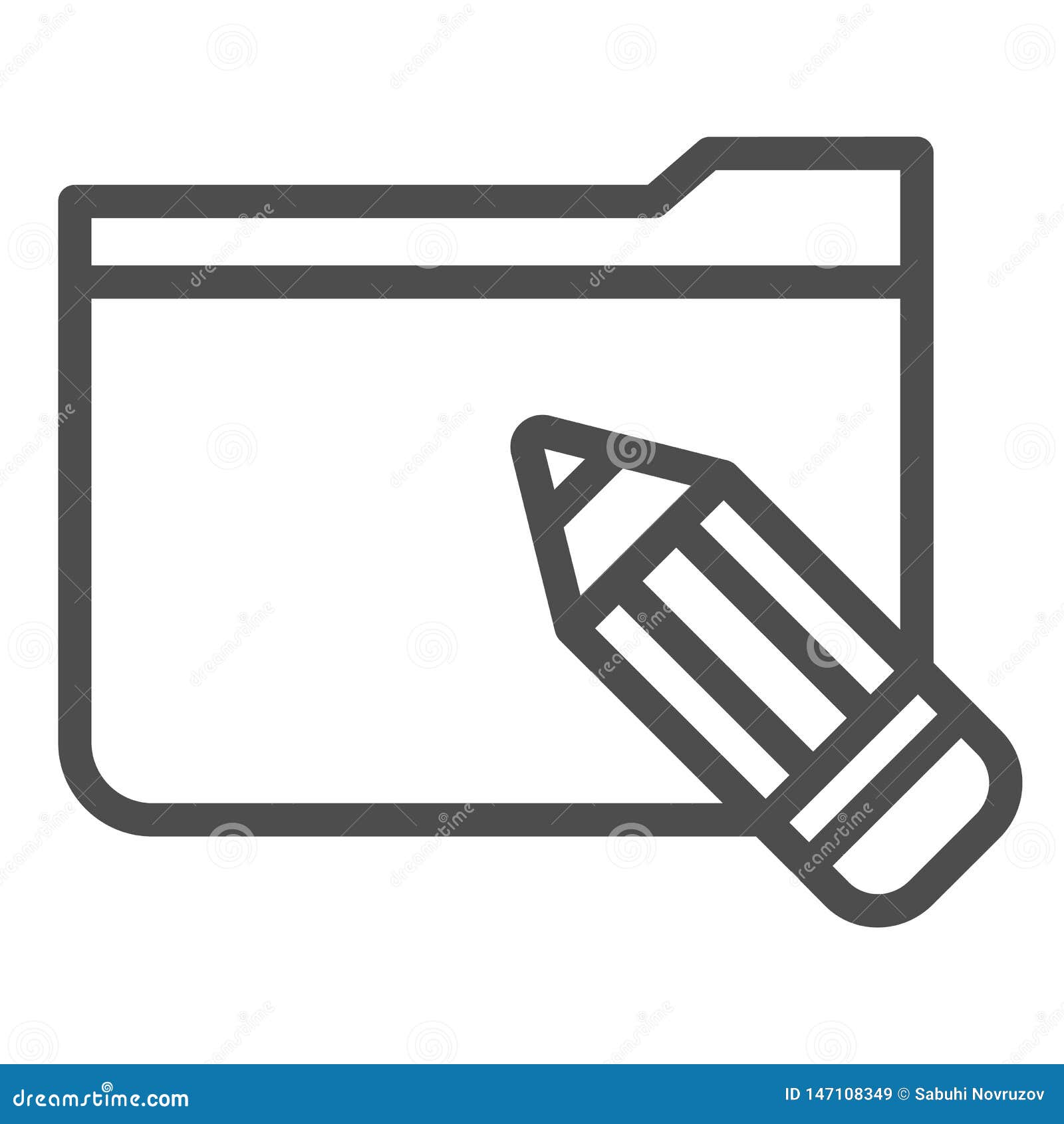 Folder with Pencil Line Icon. Folder with Sketches Vector Illustration ...