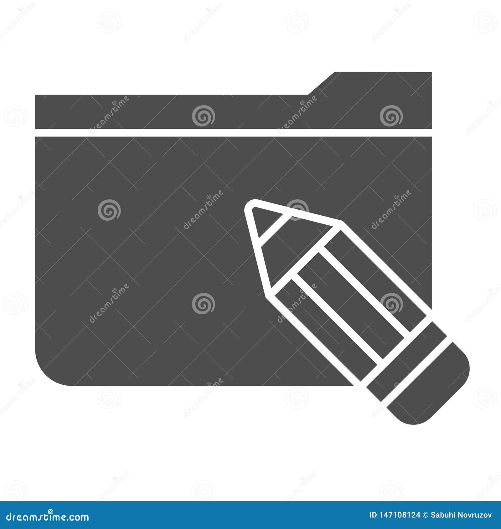 Folder with Pencil Solid Icon. Folder with Sketches Vector Illustration ...