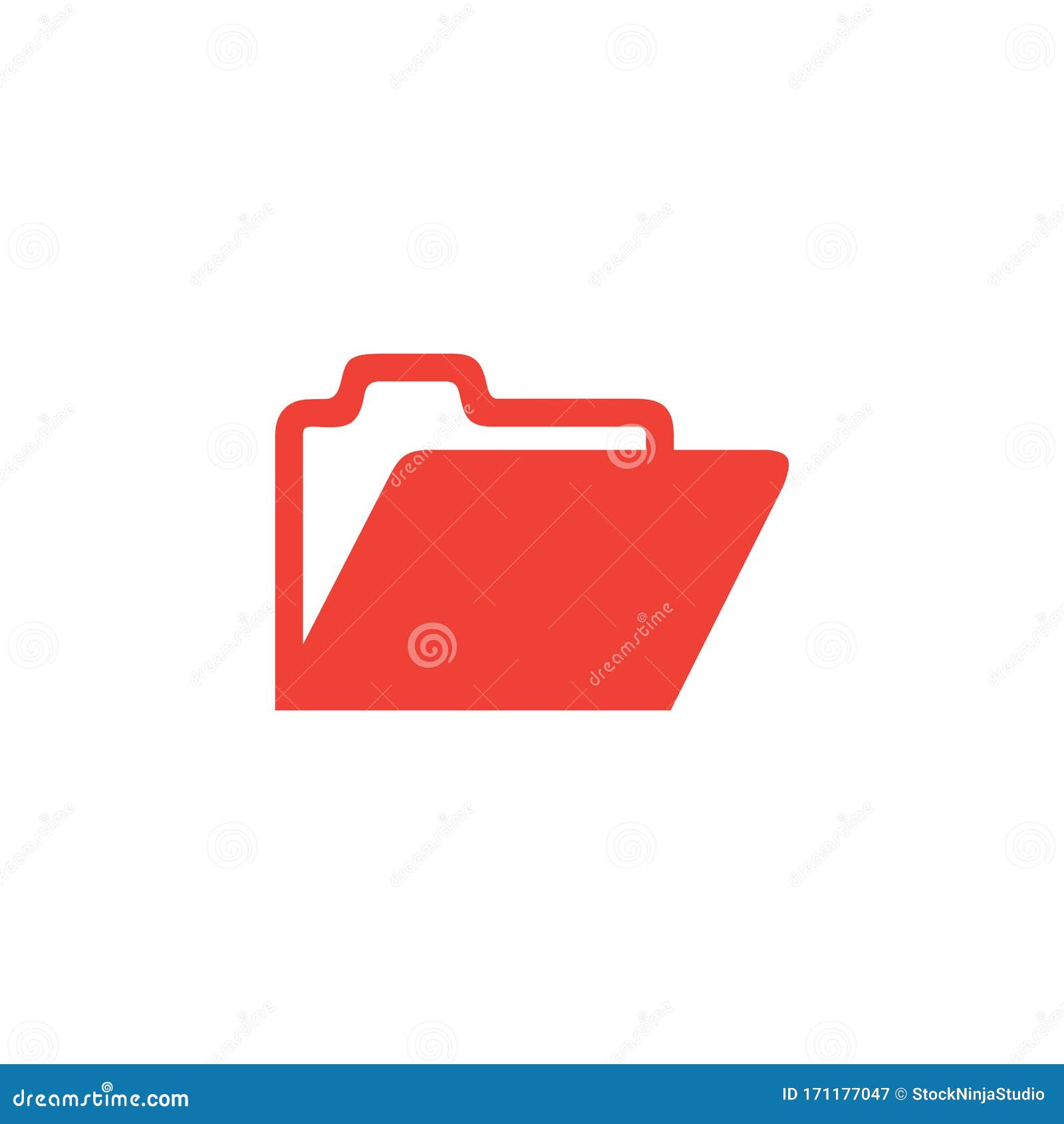 Folder Red Icon on White Background. Red Flat Style Vector Illustration ...