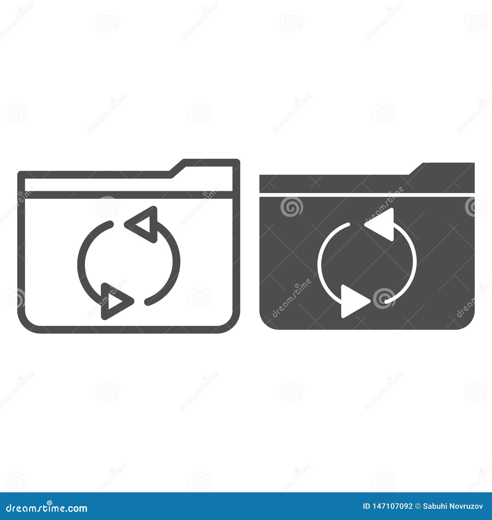 Folder Refresh Line and Glyph Icon. Update Folder Vector Illustration ...