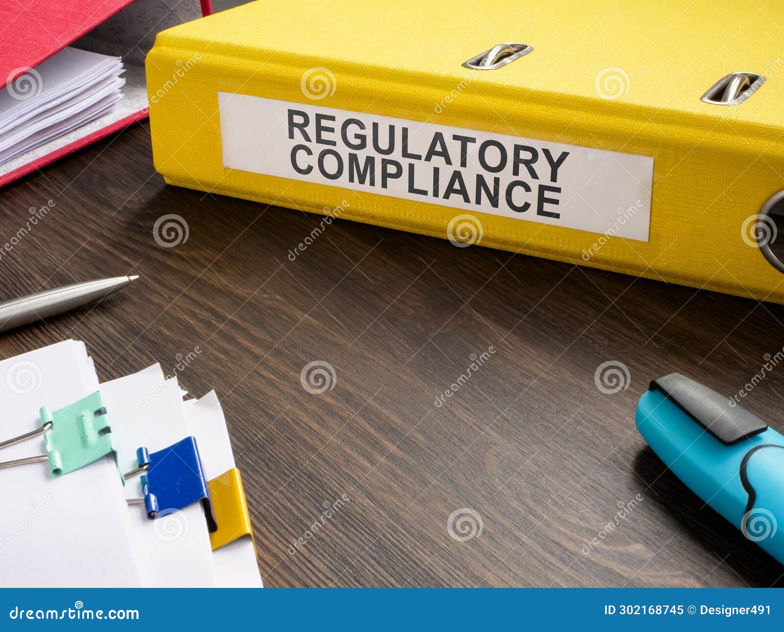 Folder with Regulatory Compliance and Papers. Stock Image - Image of ...