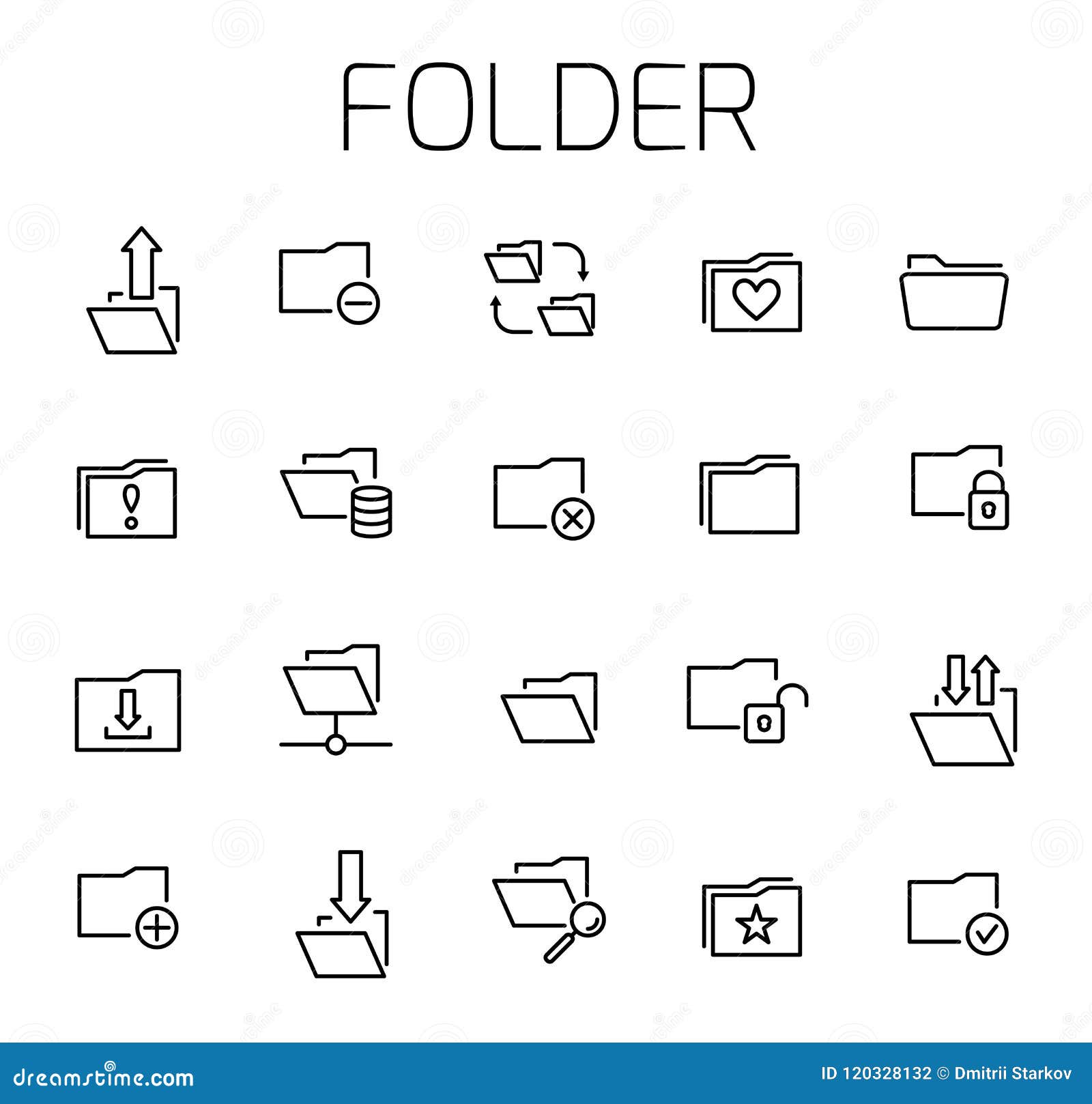 Set Of Folder Related Vector Line Icons. Premium Linear Symbols Pack ...