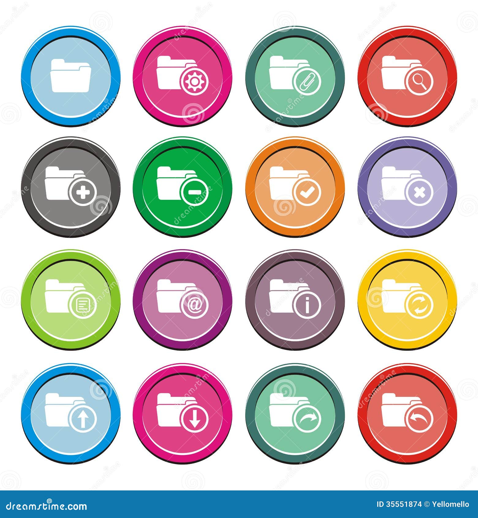 Folder round icon sets stock vector. Illustration of apple - 35551874