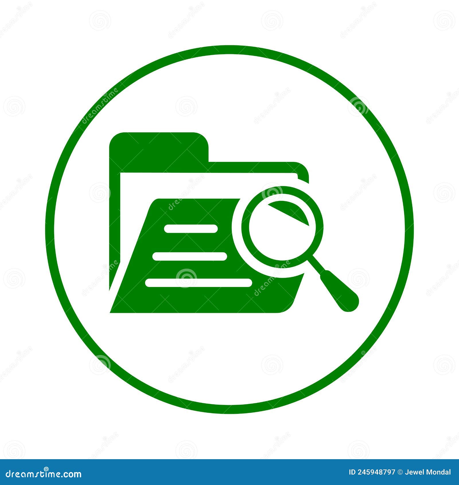 Folder, Search, Document Icon. Green Vector Sketch Stock Vector ...
