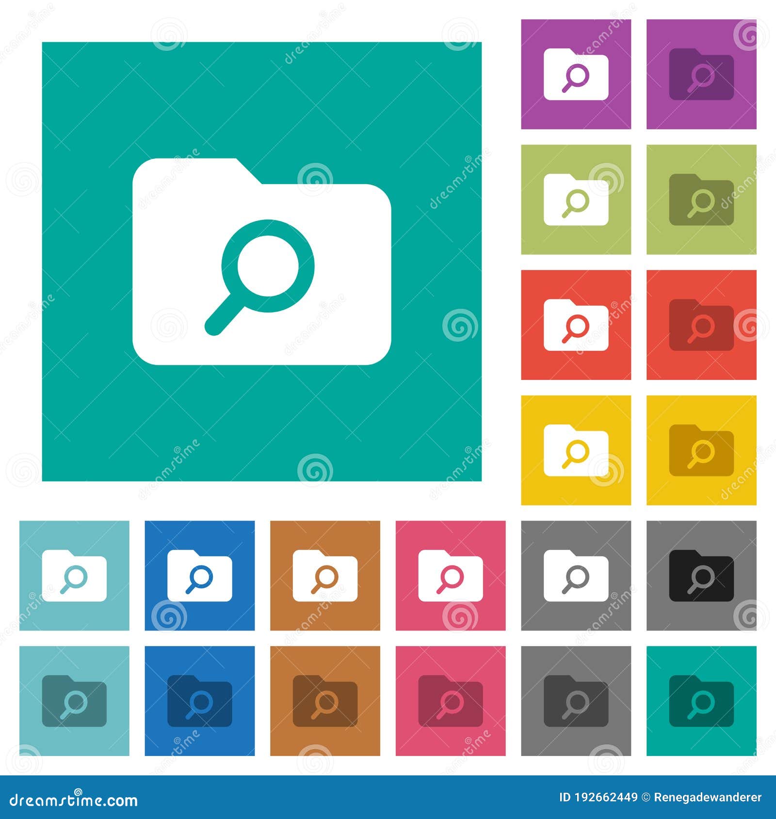 Folder Search Square Flat Multi Colored Icons Stock Vector ...
