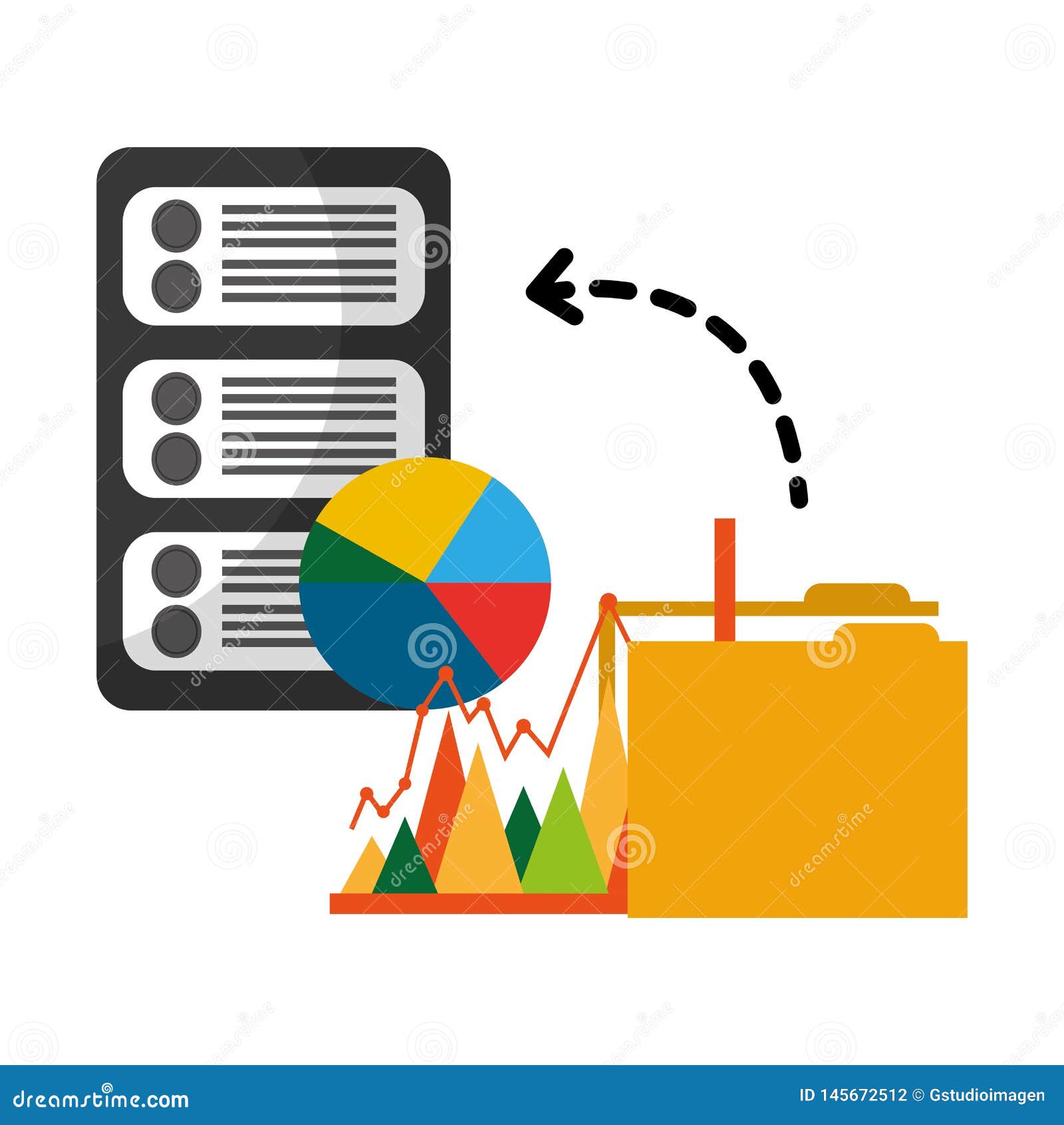 Folder with Server Data and Statistics Graphics Stock Illustration ...
