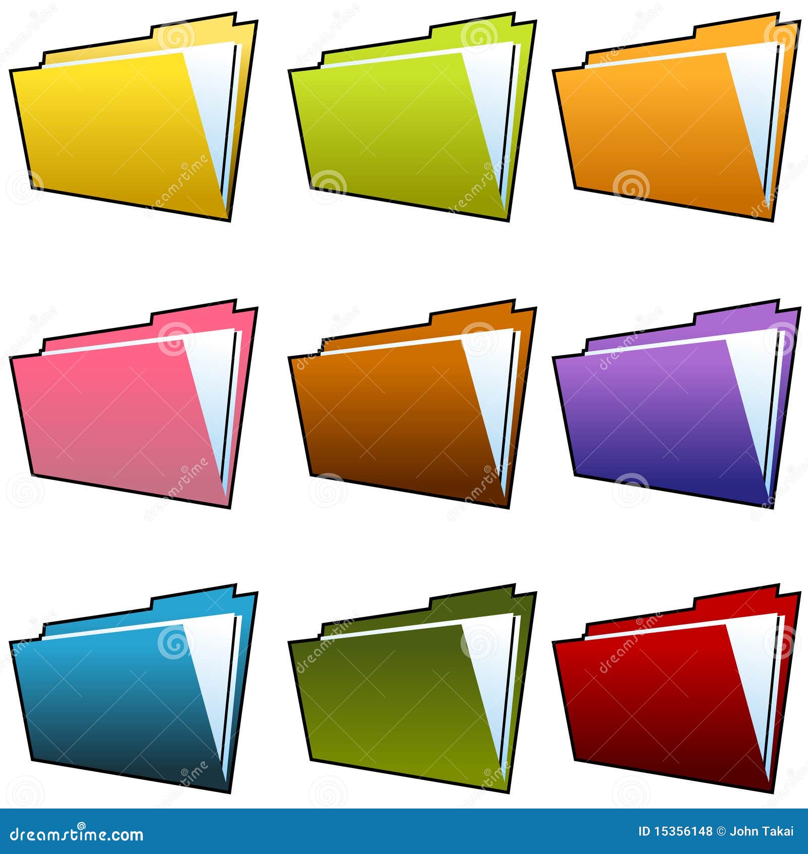 Folder Set stock vector. Illustration of manila, file - 15356148