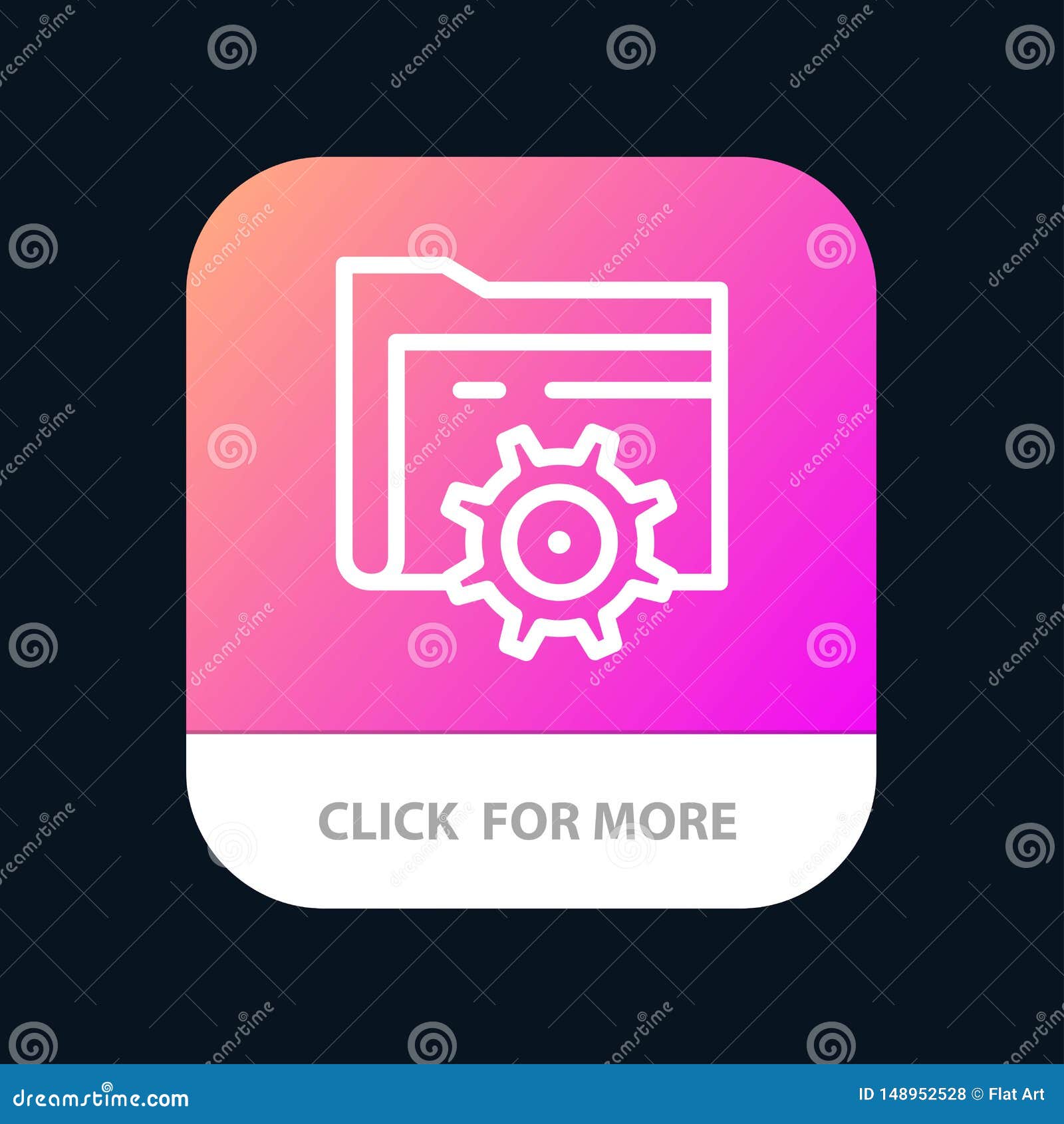 Folder Setting Gear Computing Mobile App Button Android And Ios Line Version Stock Vector