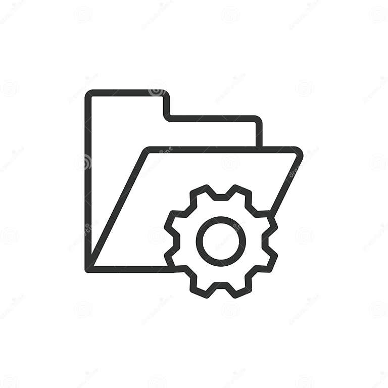 Folder Settings, Icon in Line Design. Folder, Settings, File, Configuration, Management ...
