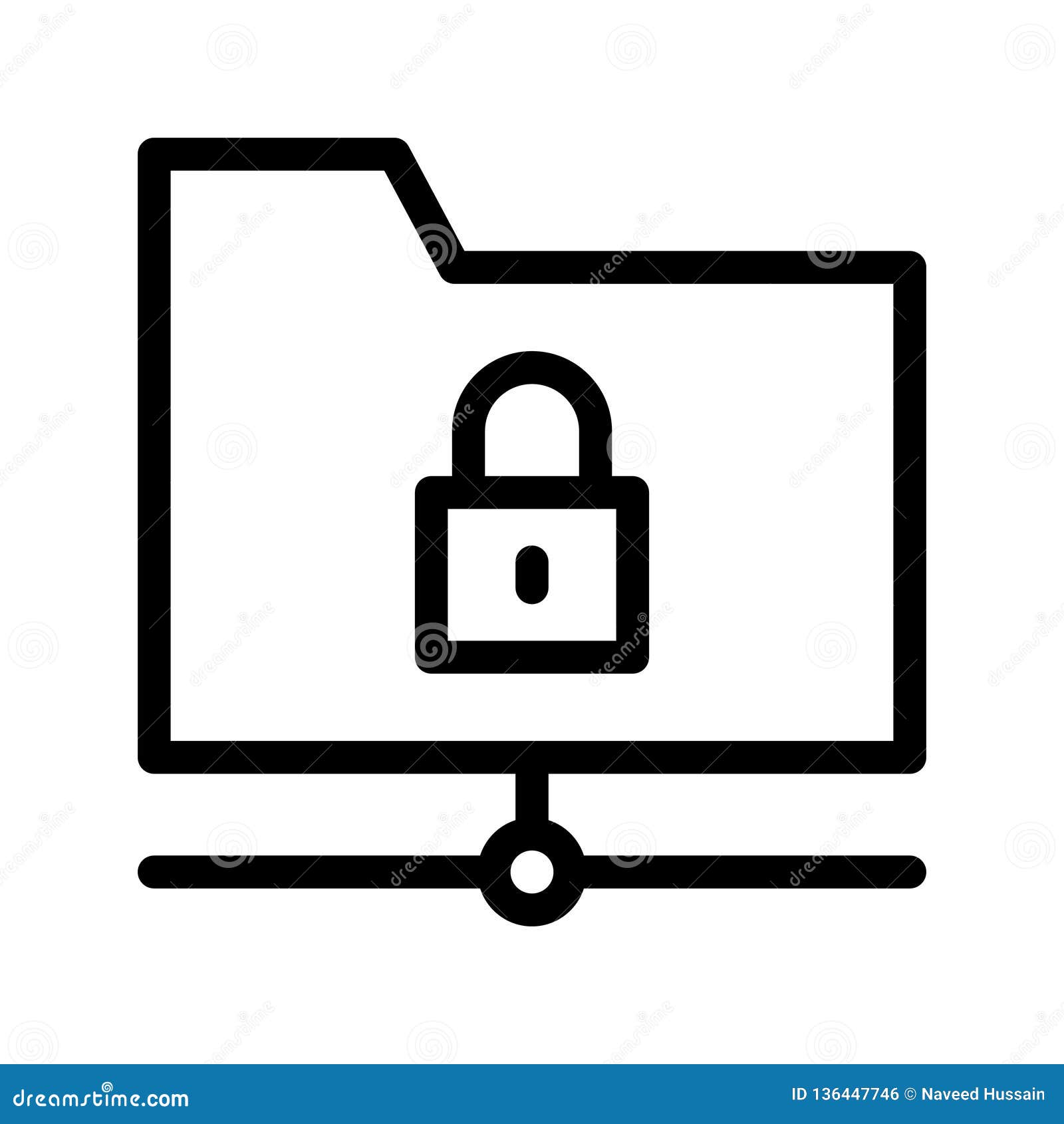 Folder Share Lock Line Icon Stock Vector - Illustration of circle ...