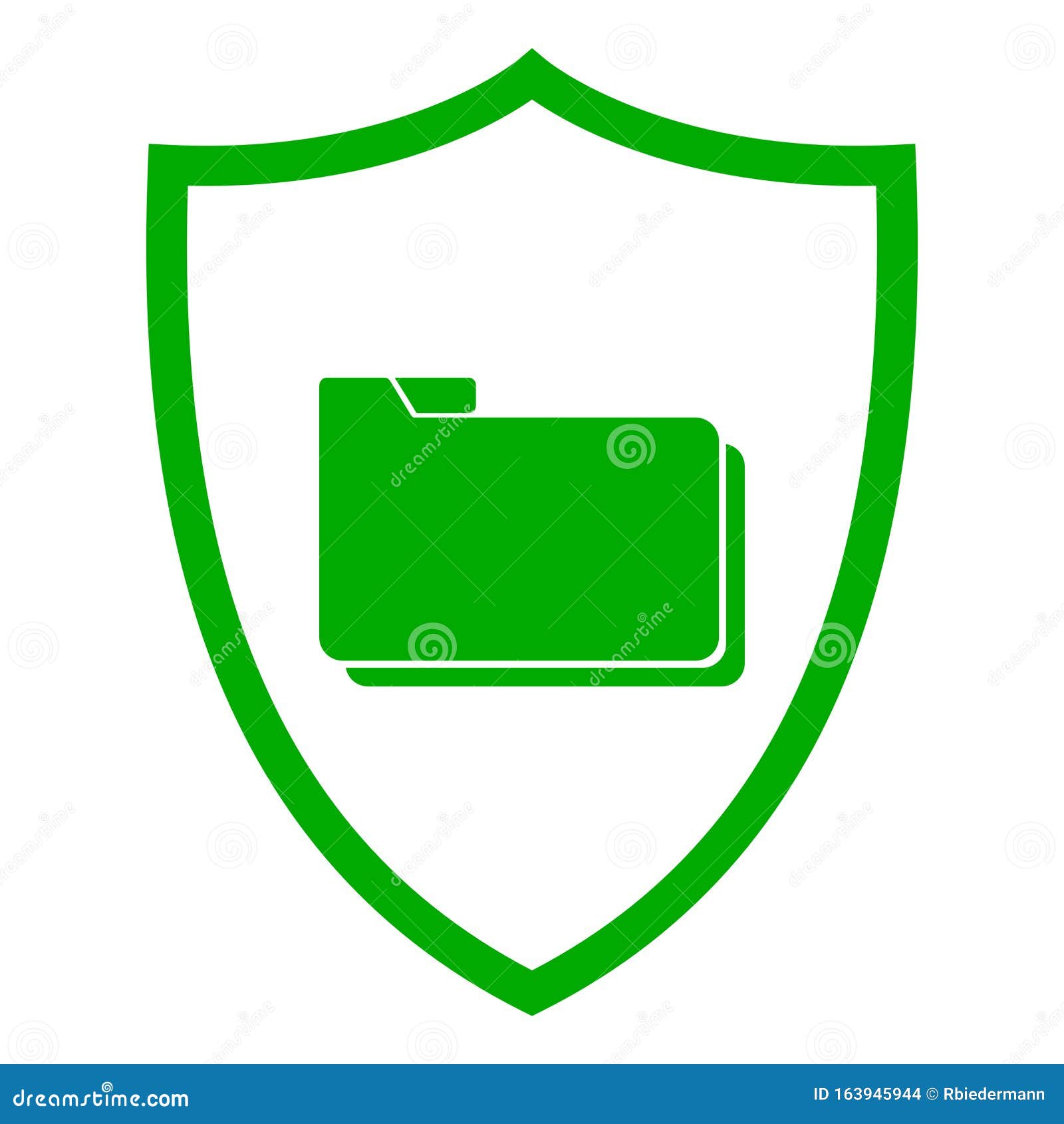 Folder and shield stock vector. Illustration of symbol - 163945944