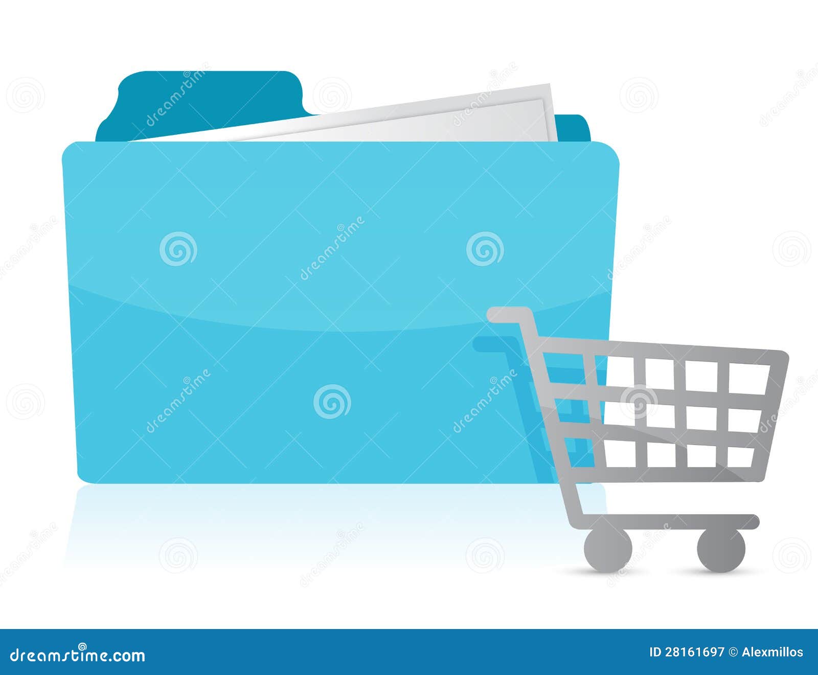 Folder with Shopping Cart Icon Stock Illustration - Illustration of ...